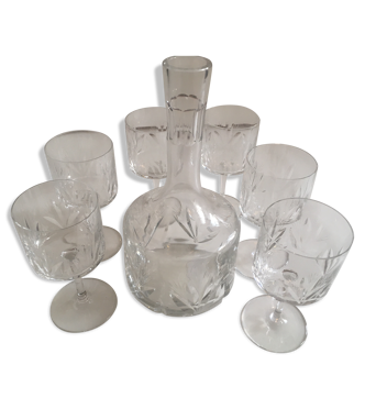 Lot de 6 verres et carafe en cristal Bayel | Selency
