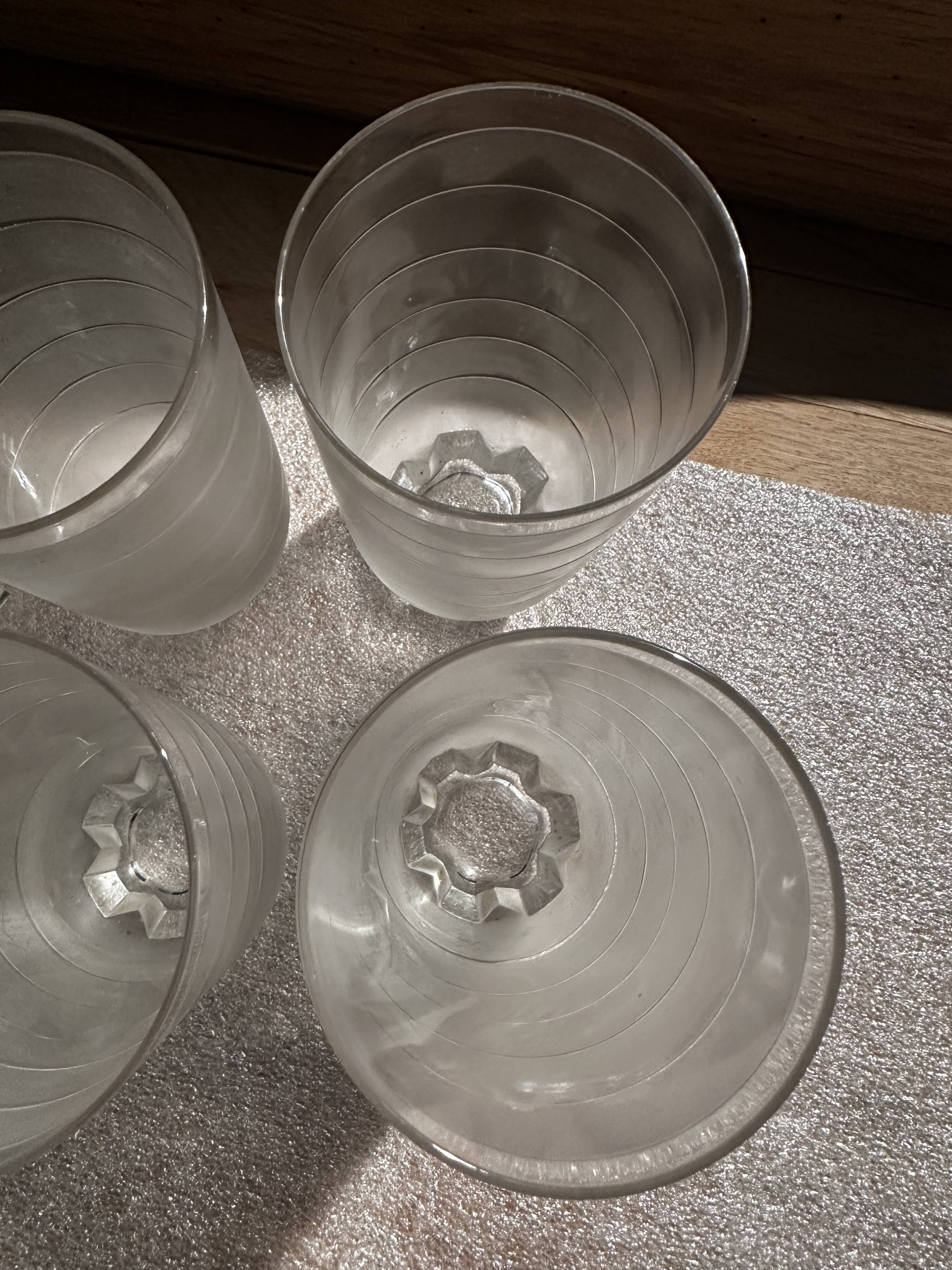 6 verres à rafraîchissement Art-Deco verre sablé et transparent | Selency