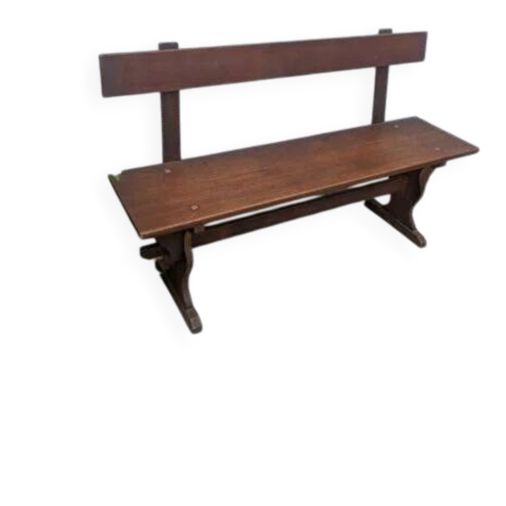 Banc ancien en chêne avec dossier | Selency