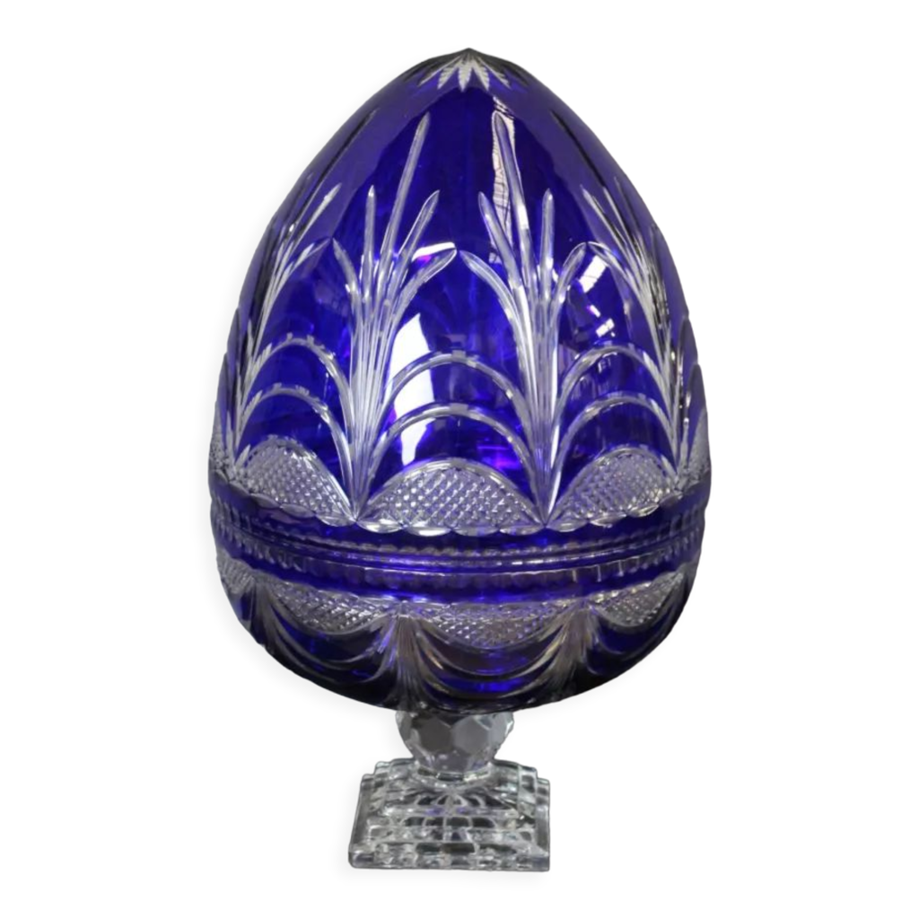 Cave à champagne en cristal bleu et blanc cristallerie de lorraine ...