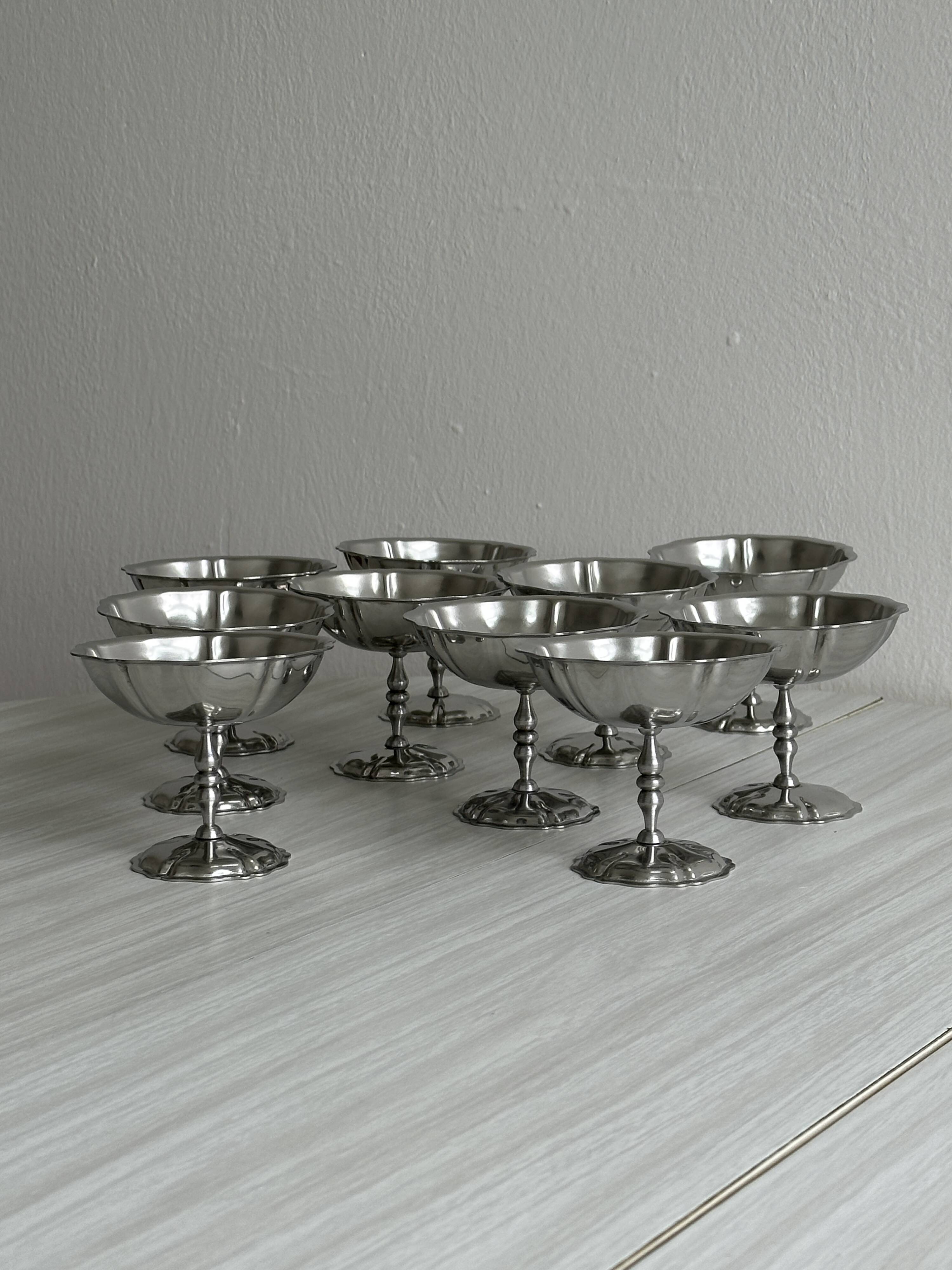 10 coupelles sur pied en inox style Letang Remy | Selency