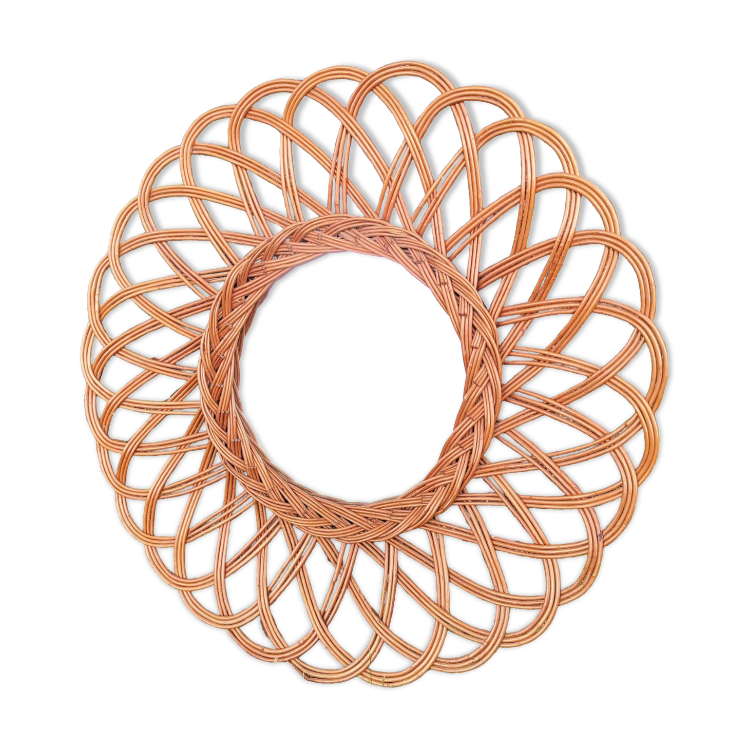 Miroir en rotin tressé années 60/70 | Selency