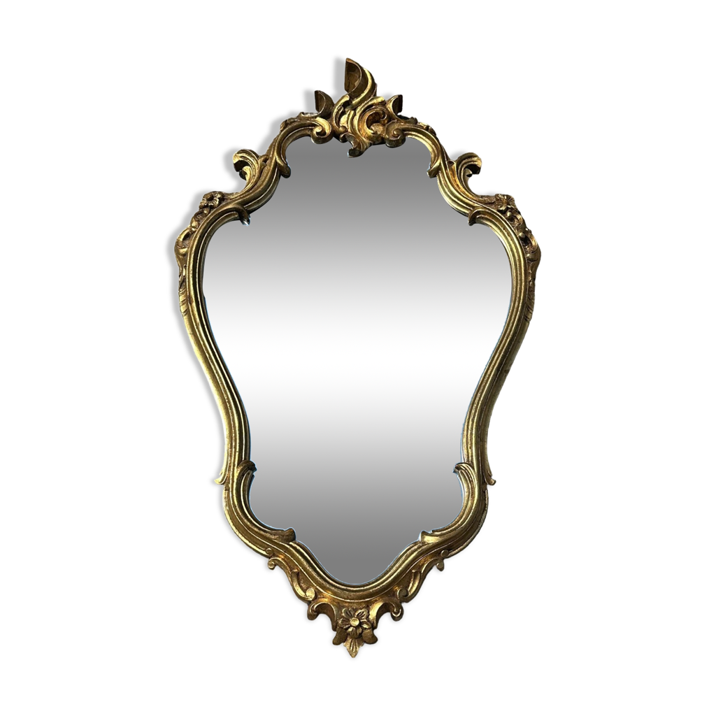Miroir de style Louis XV en composite doré vintage 70'S 42x68cm | Selency