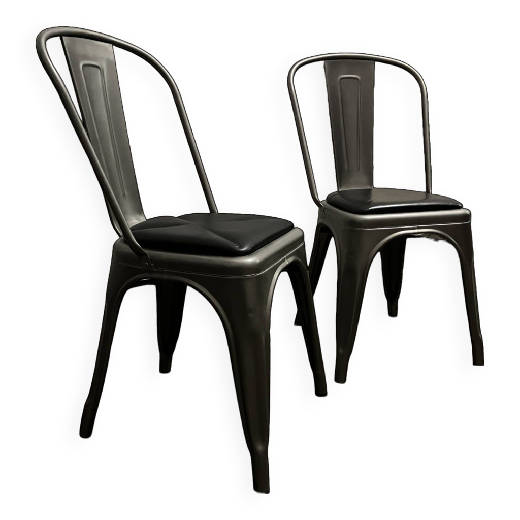 chaise TOLIX inox et cuir | Selency