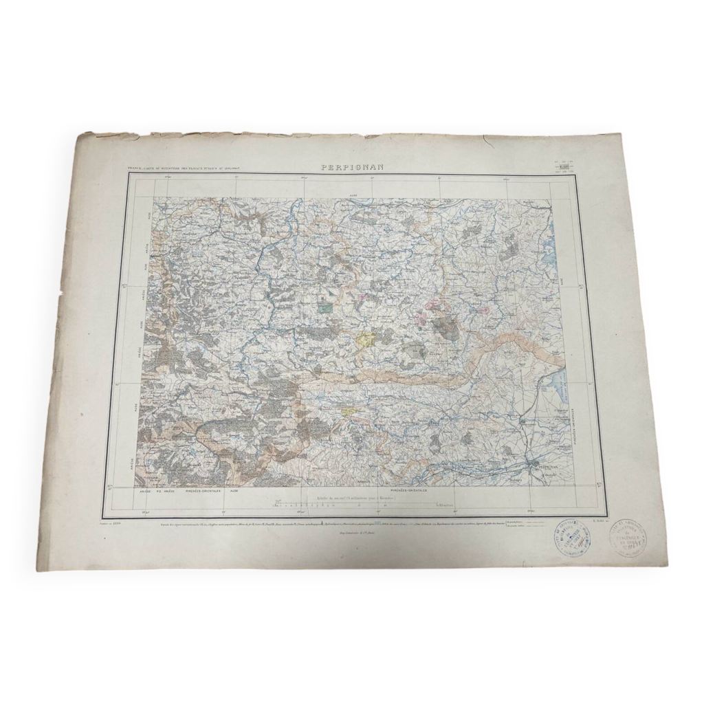 Old map of Perpignan Bridges and roads | Selency