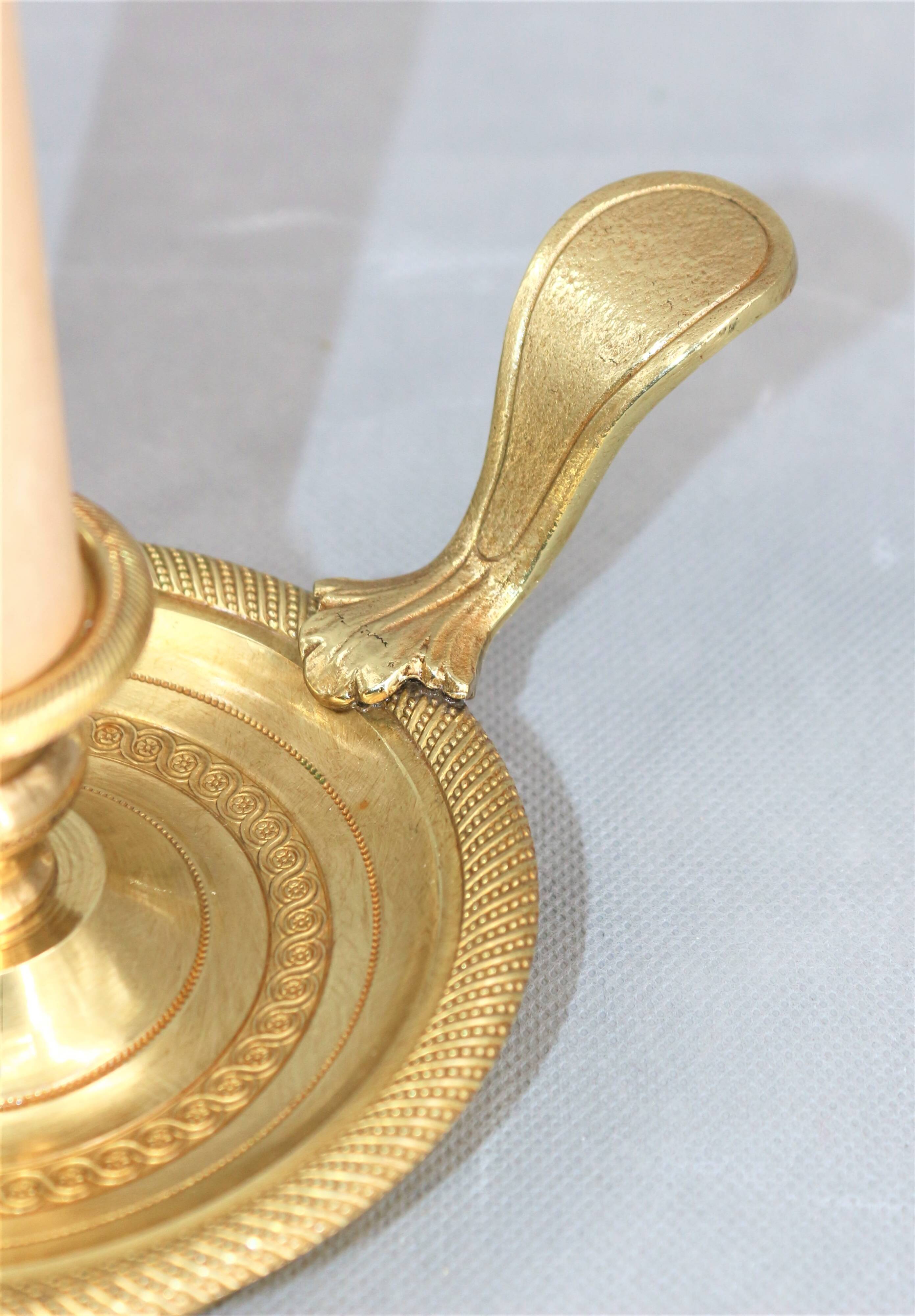 Lampes bouillotte en bronze doré abat jour conique | Selency