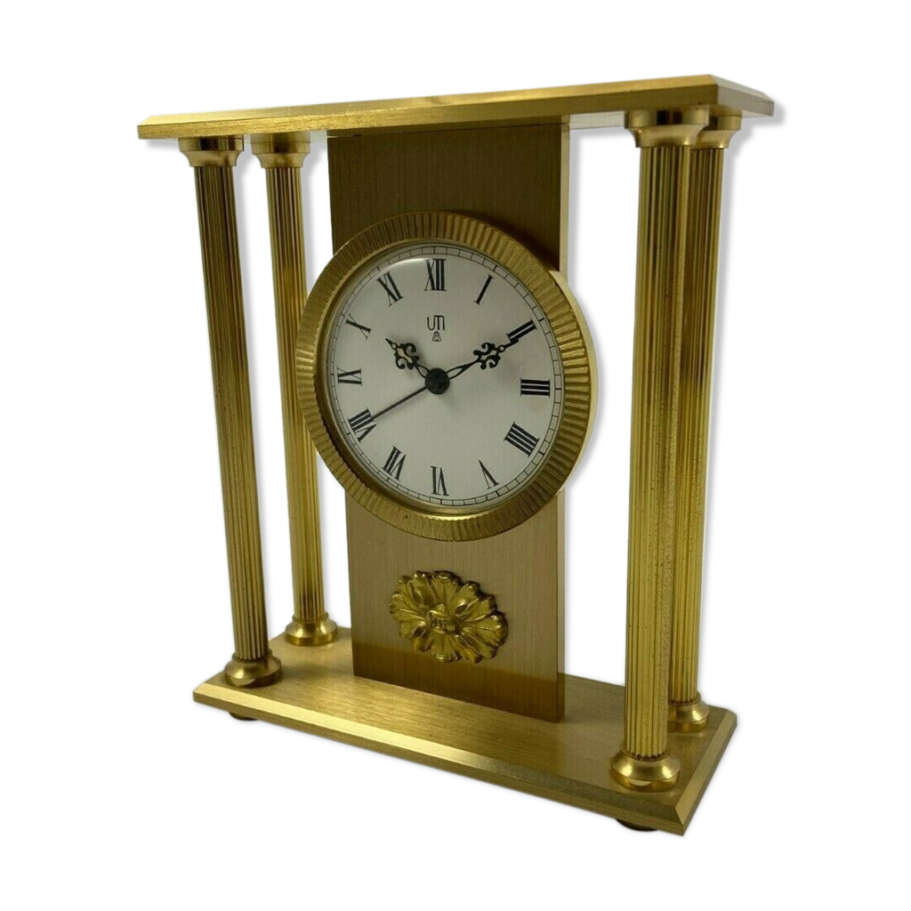 Pendulette Uti Swiza 8 mécanique en laiton et bronze dorÉ | Selency