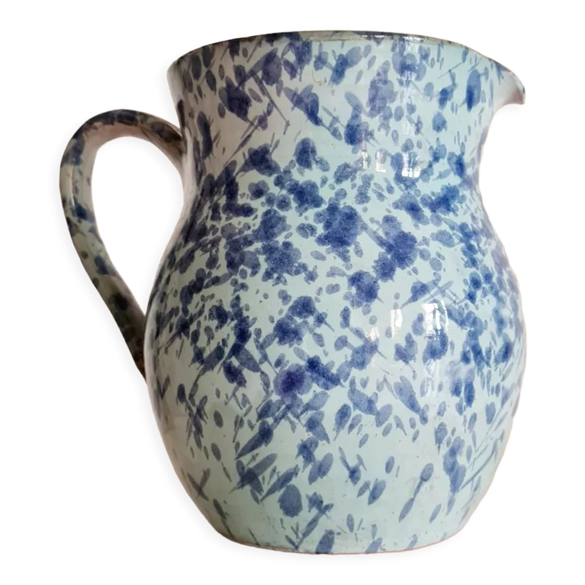 Pichet ancien bleu moucheté | Selency
