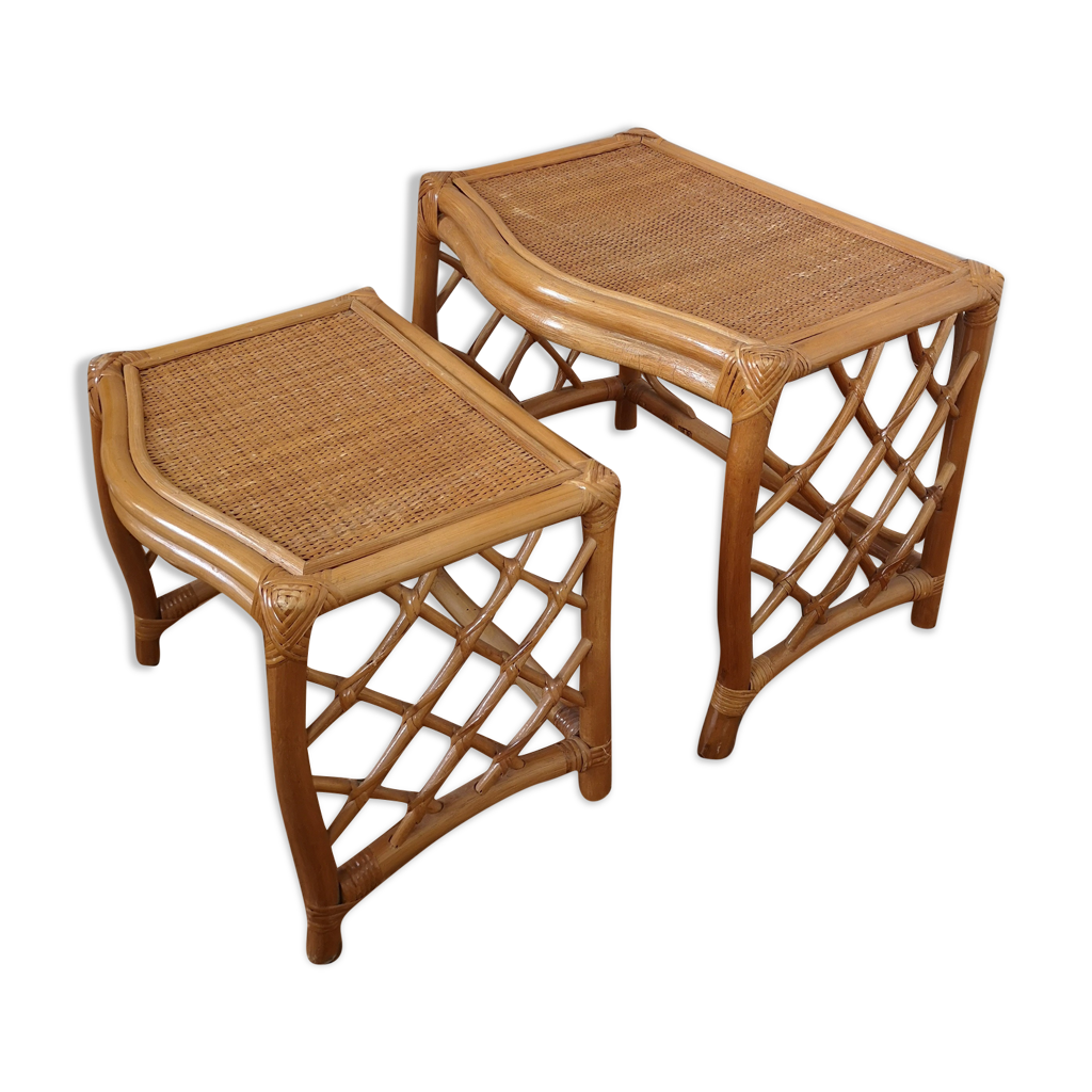 Rattan trundle tables | Selency