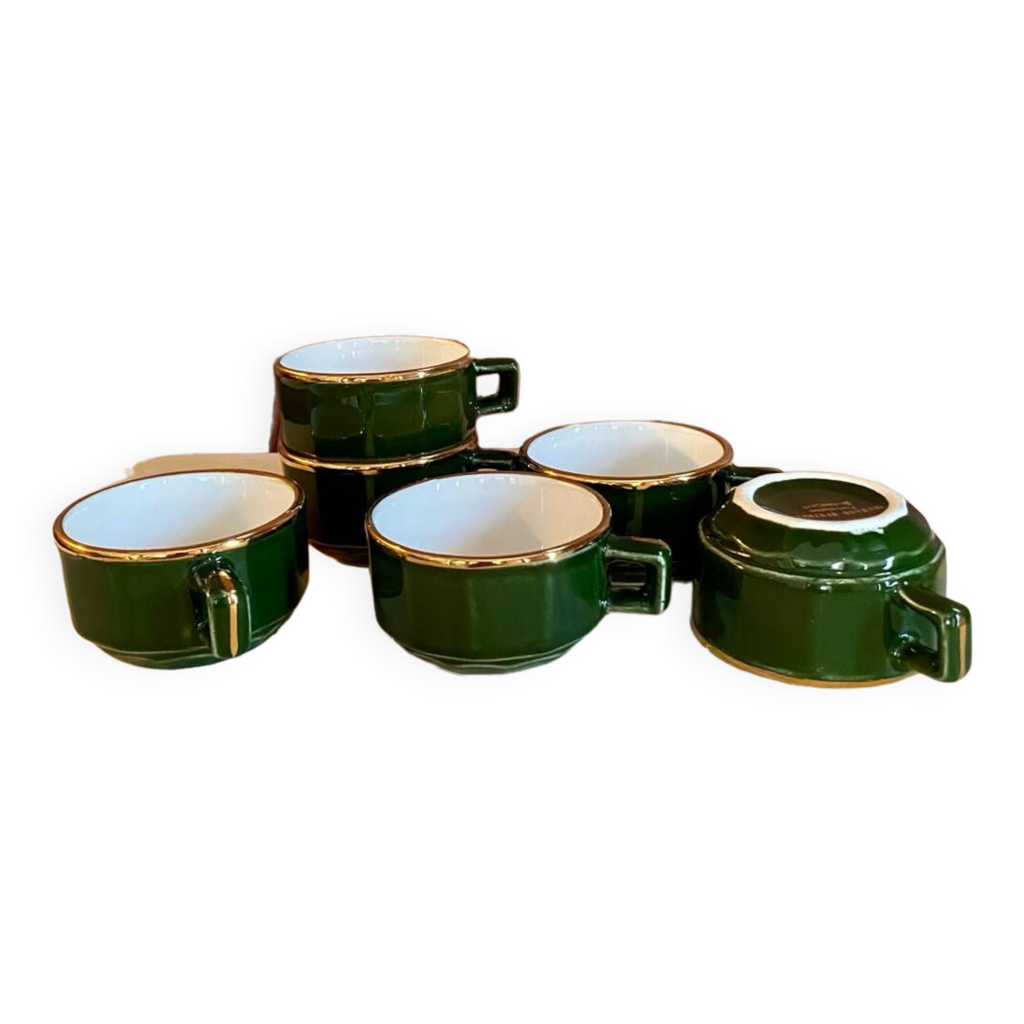 Ensemble de 6 tasses à café bistot vintage, vert bouteille en ...