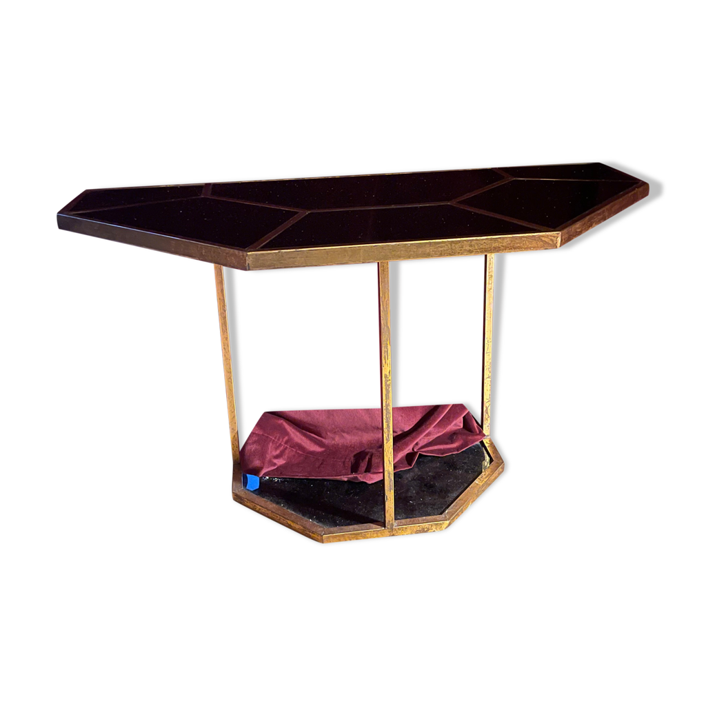 Console vintage verre, acier doré 60/70 | Selency