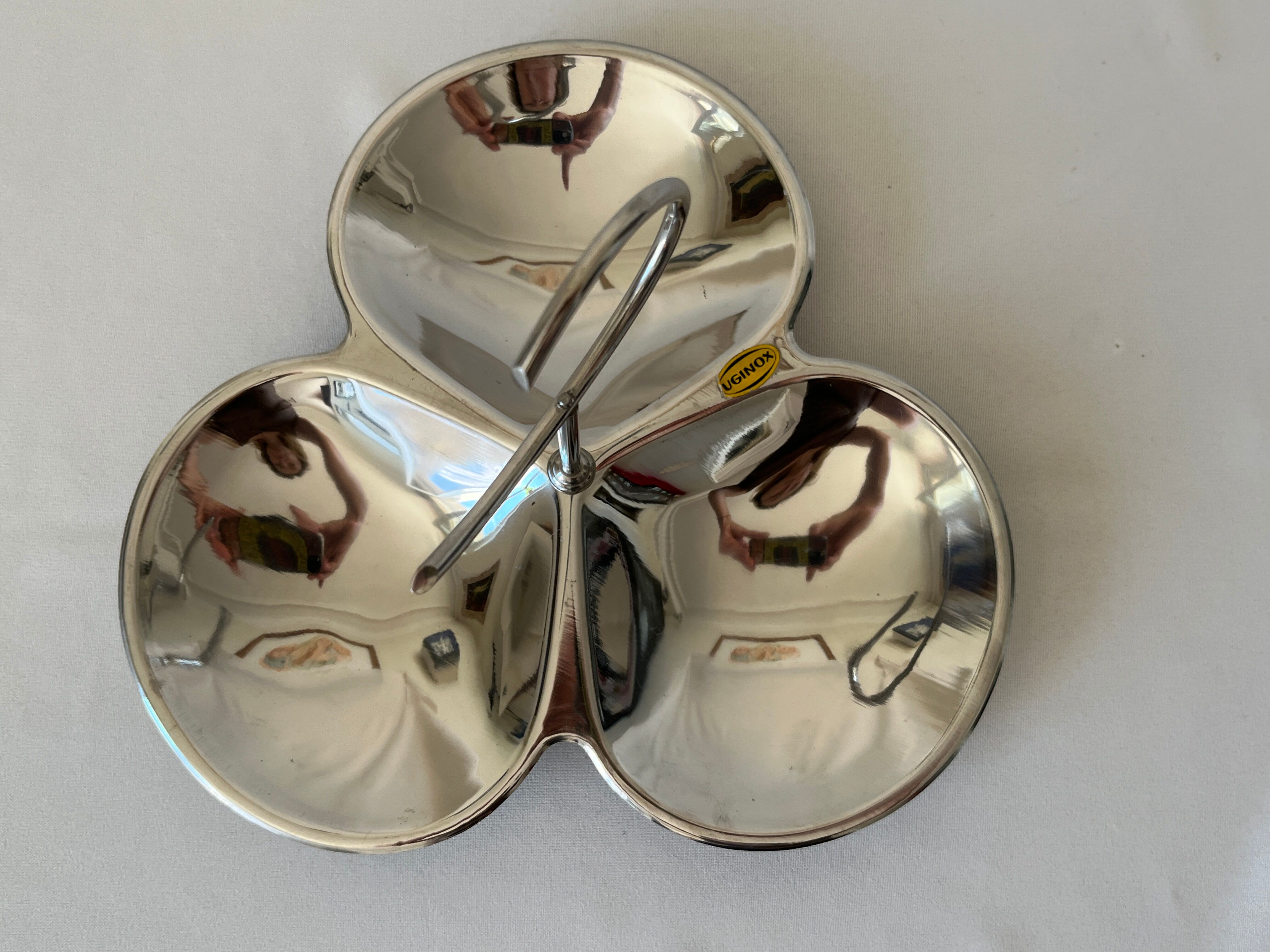 Coupelle trèfle inox uginox apéritif plat 1970 desserte | Selency