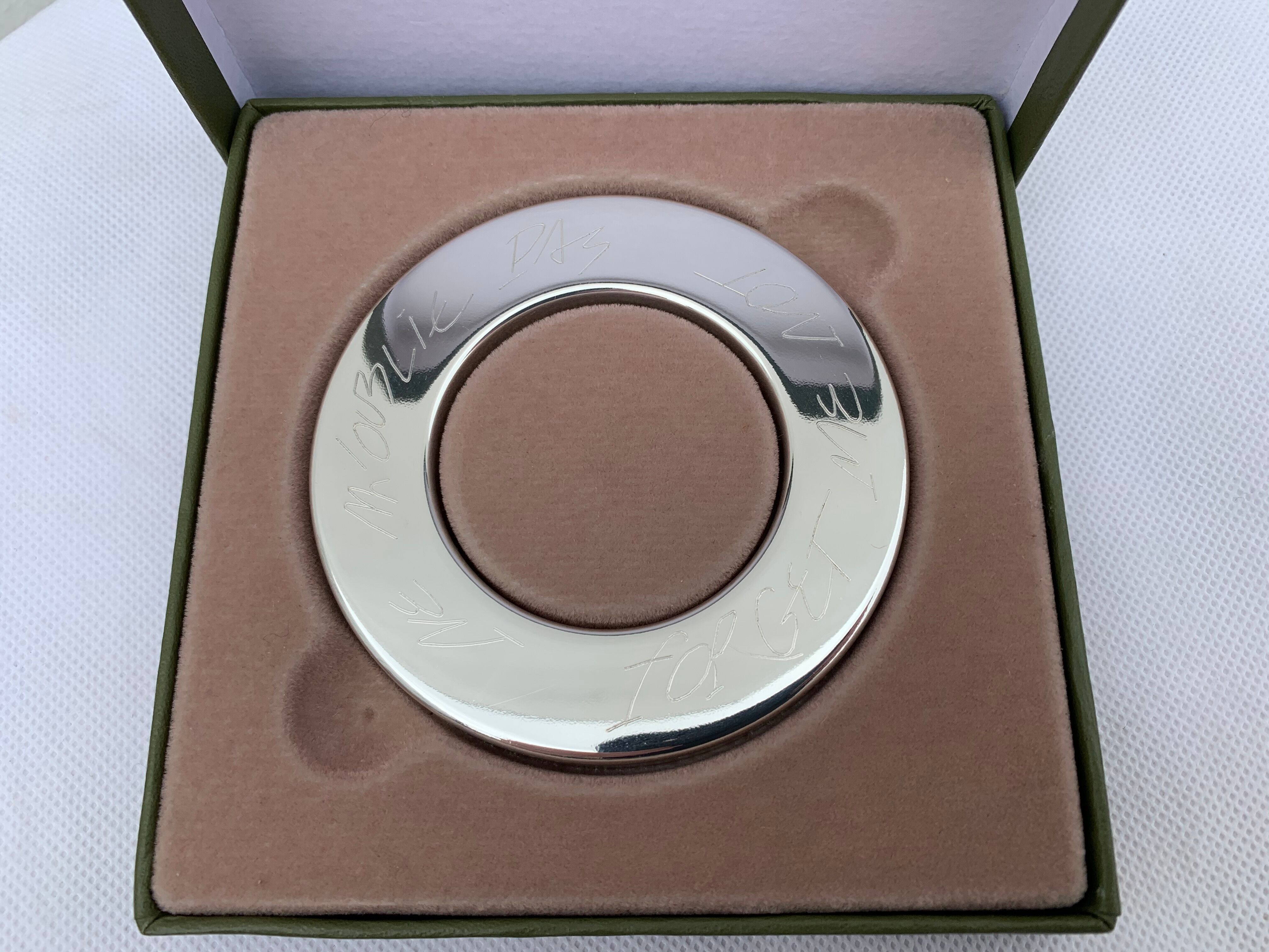 Dessous de bouteille Christofle Graffiti - Forget me not - Ne m'oublie pas en métal argenté 1980 ...