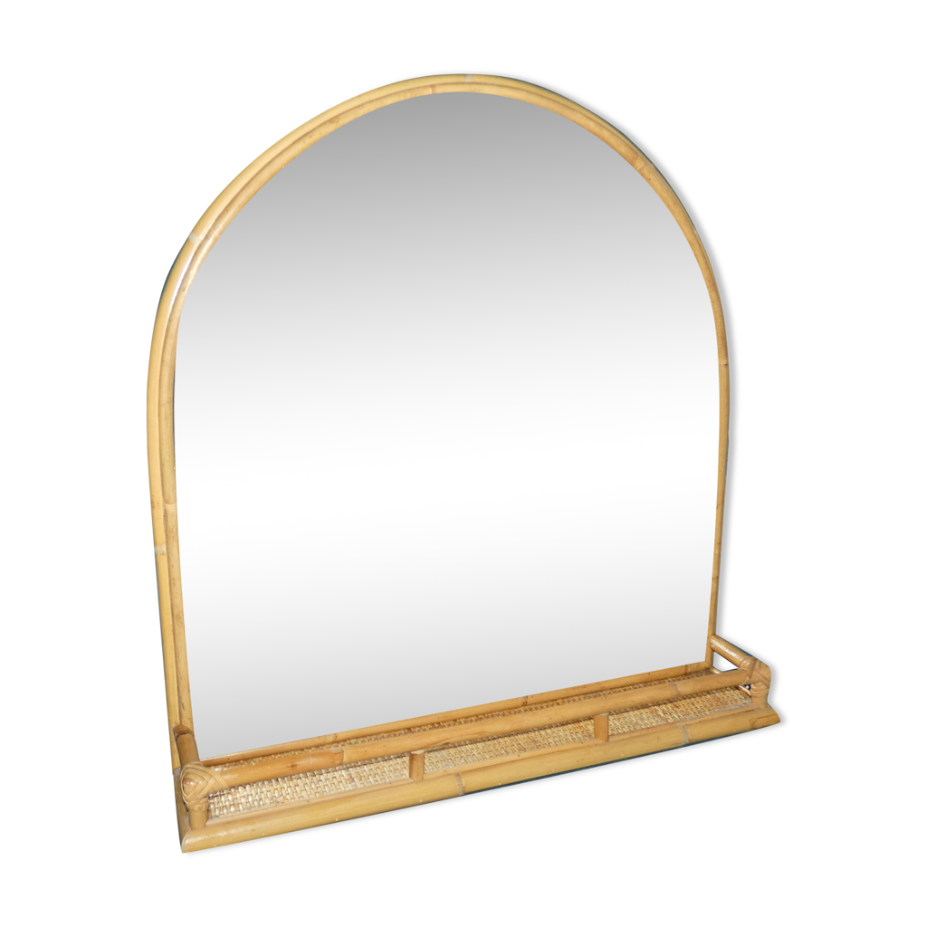 Miroir en rotin et cannage à tablette | Selency