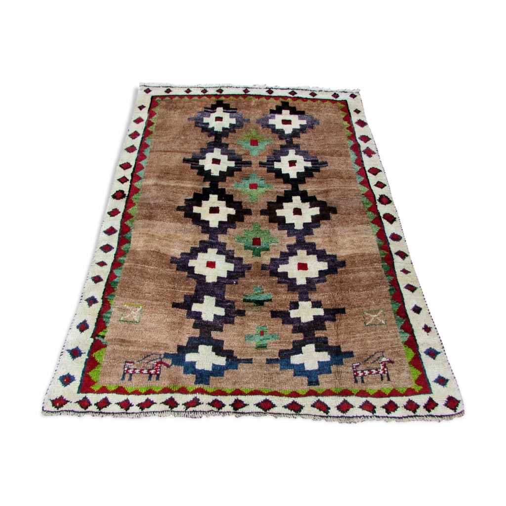 Tapis Persan Gabbeh fait main 123cm x 166cm 1980 | Selency