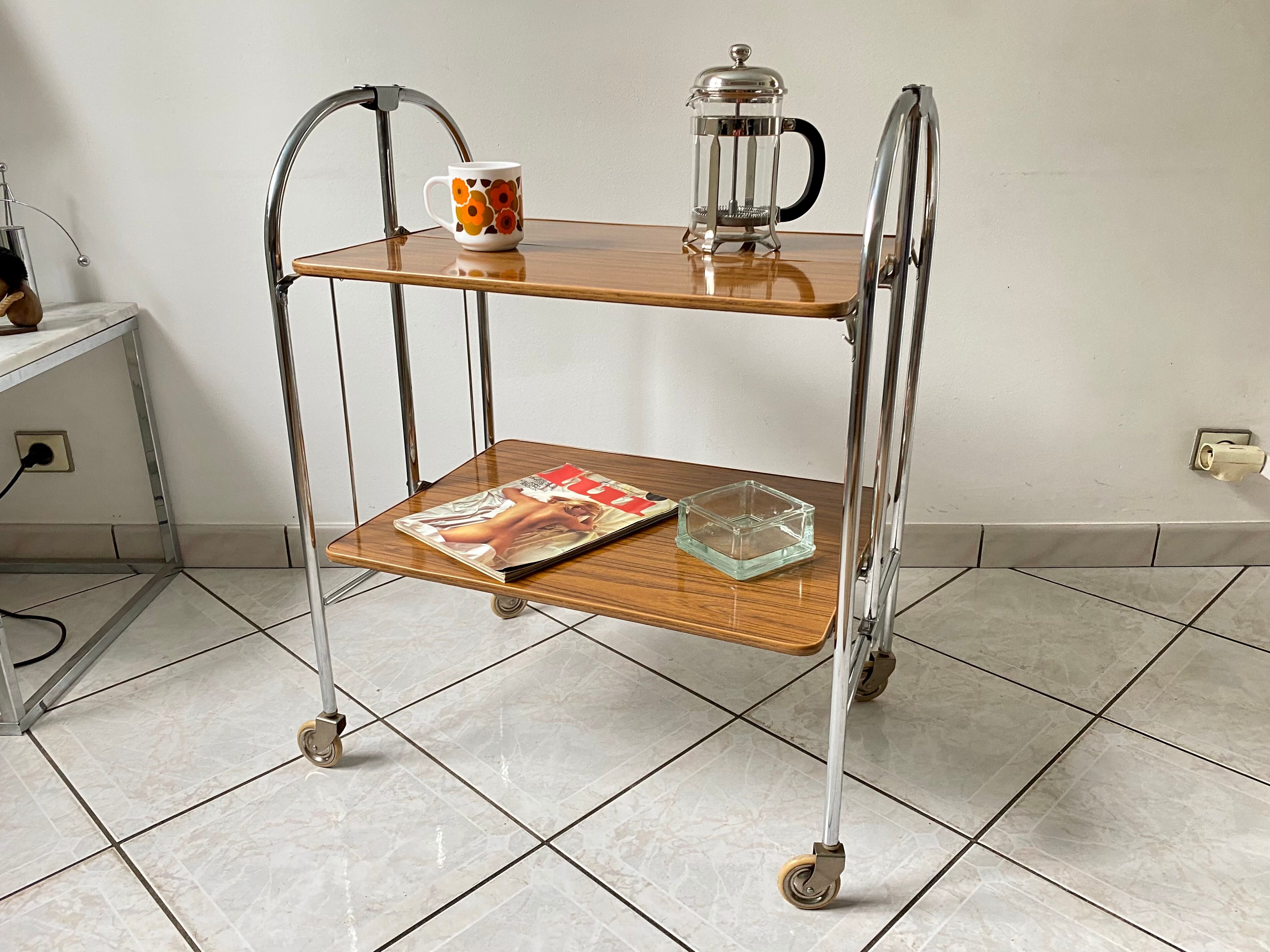 Table desserte roulante pliable Formica vintage années 70 | Selency