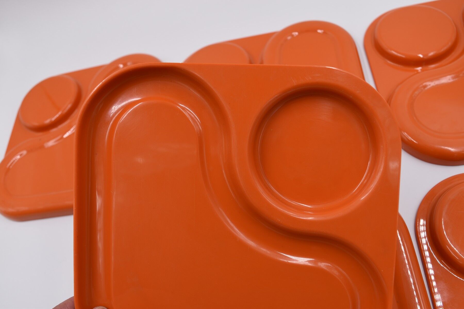 Set de 6 assiettes Guzzini orange à compartiments années 70 vintage ...
