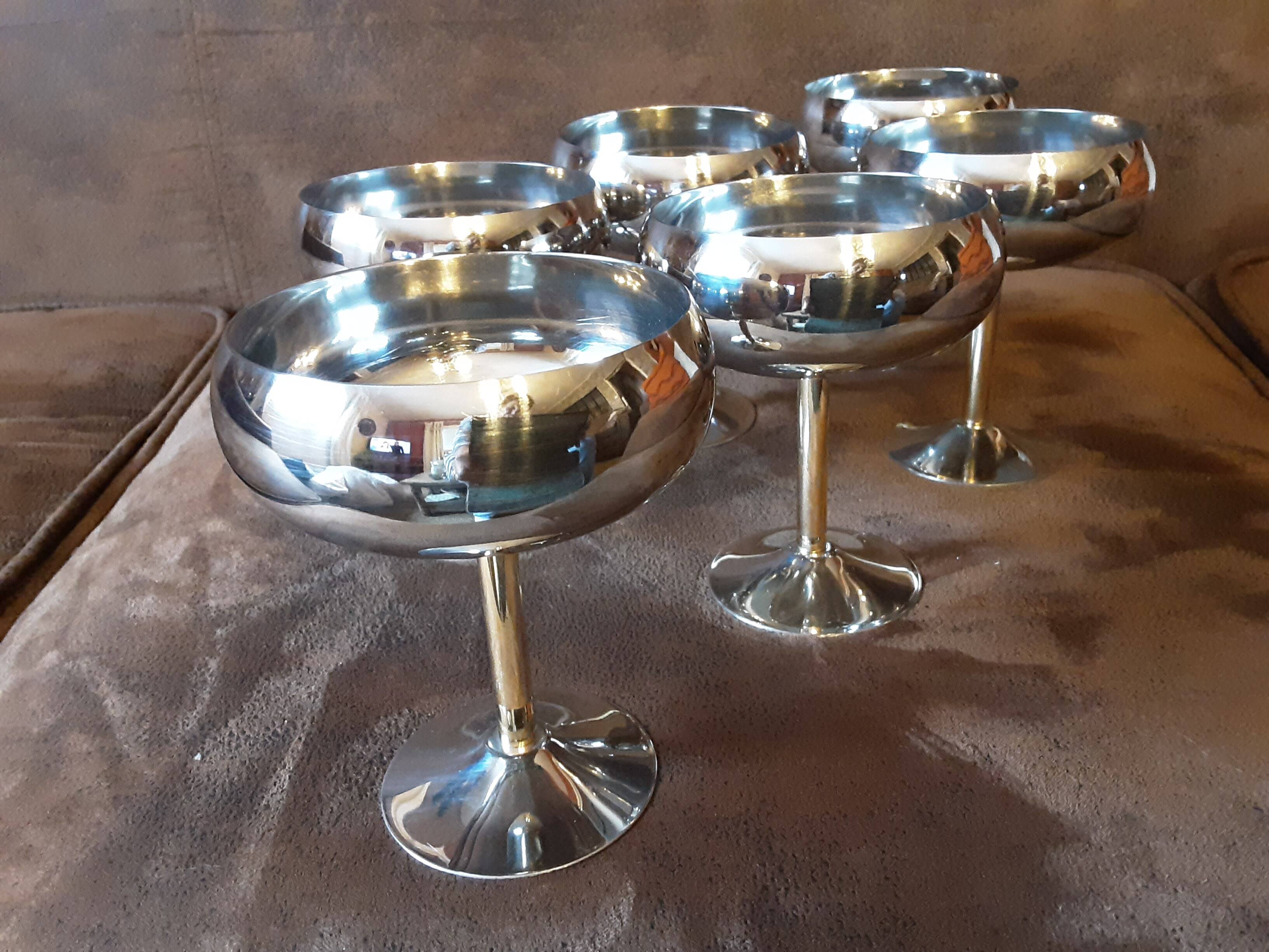 Lot de 6 coupes sur pied inox | Selency