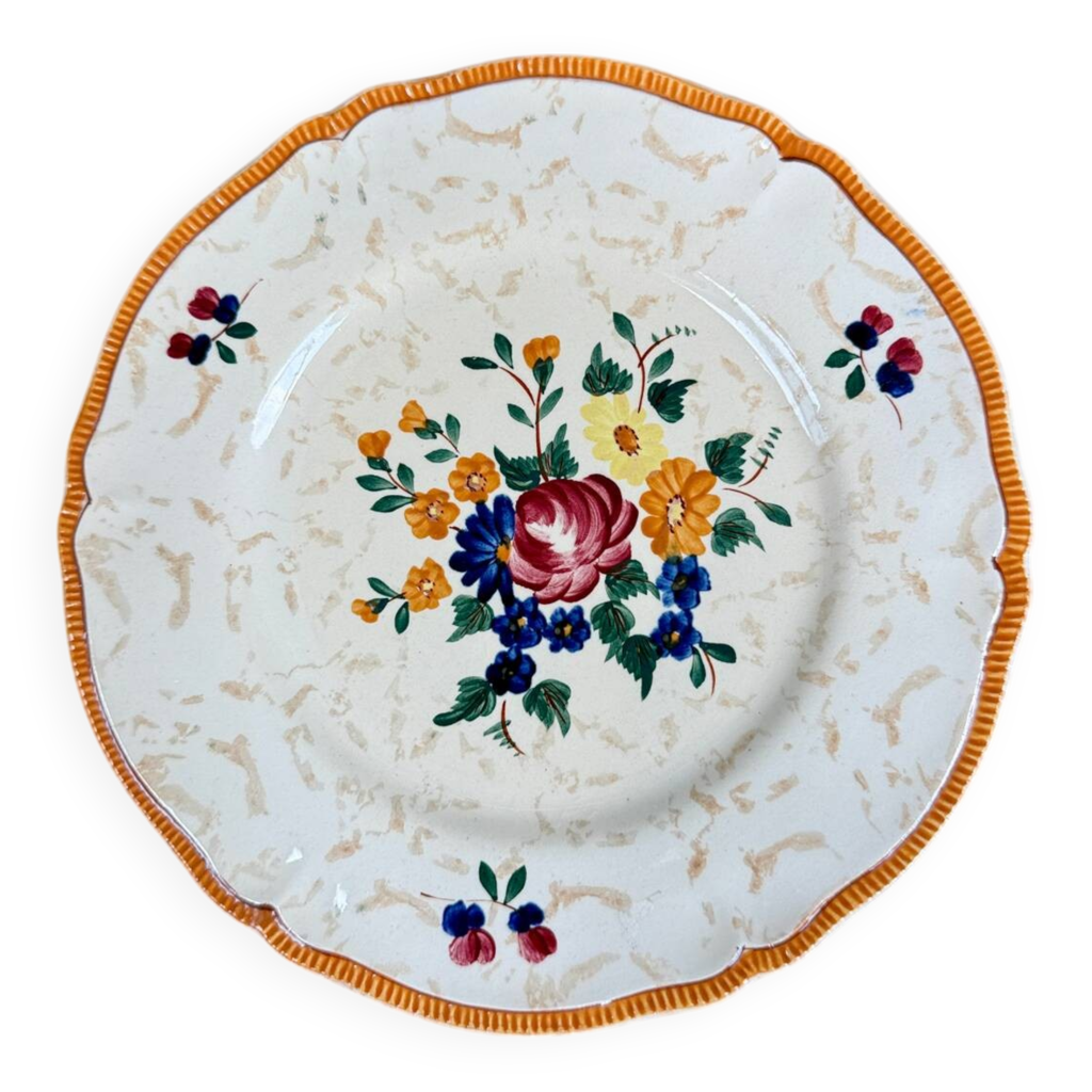 Série de 12 assiettes à dessert Longchamp, décor Mistral | Selency