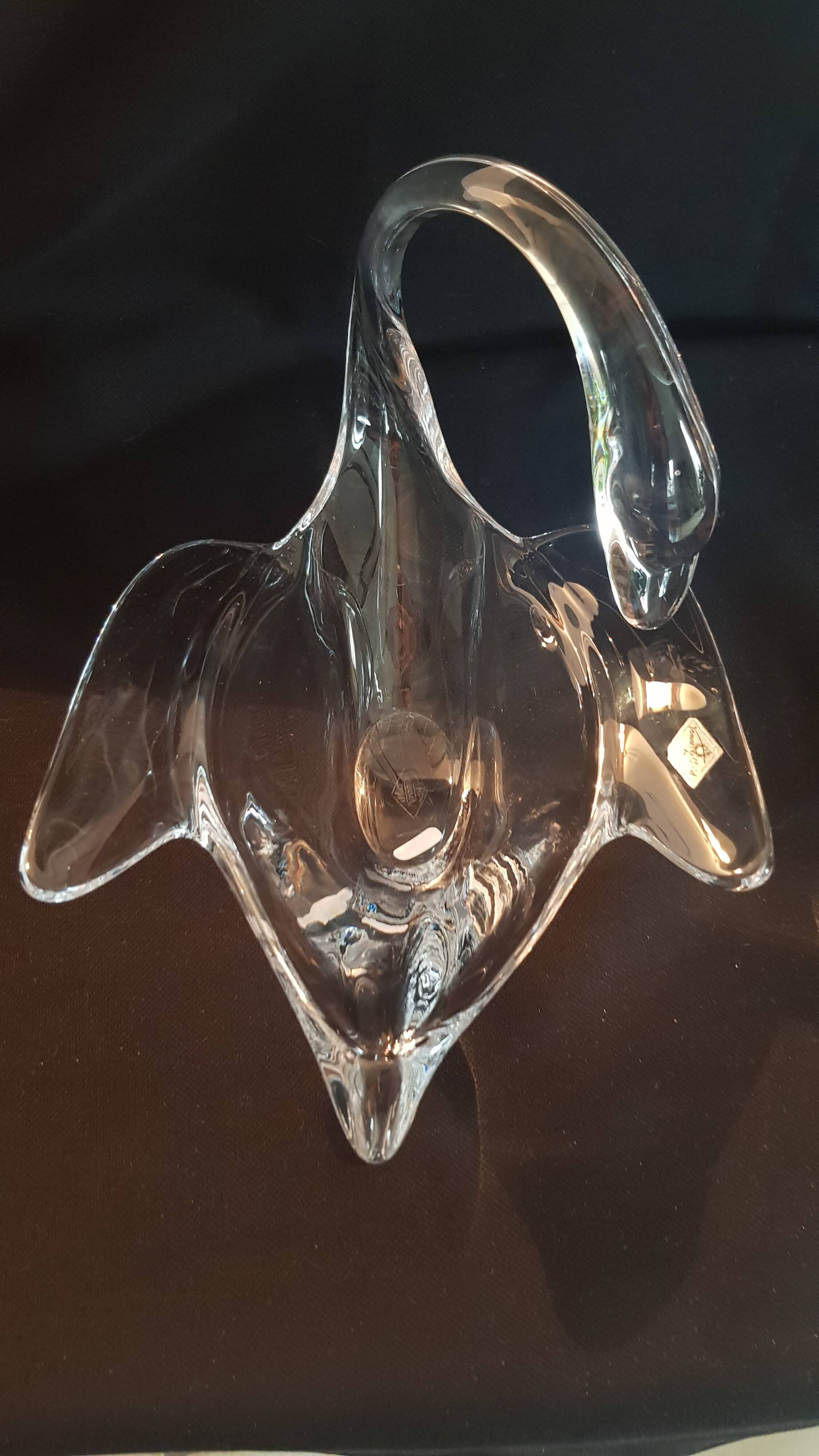 Coupe Vide-poche cristal de Vannes Le Châtel en forme de Cygne | Selency