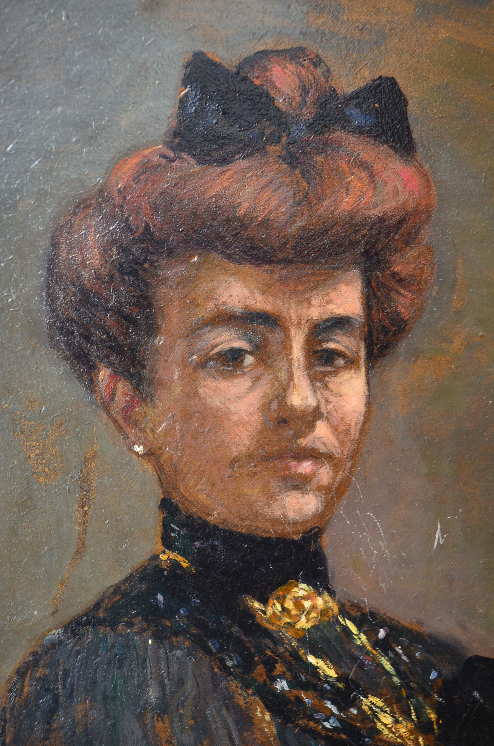 Portrait à l'huile d'une femme signé Joseph-Victor Roux-Champion 1905 ...