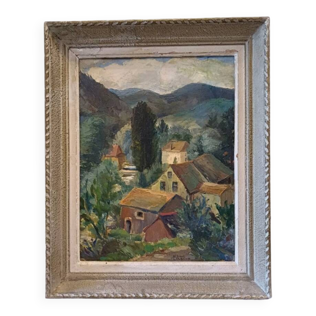 Ancien tableau huile sur carton signé Alfred Lalanne | Selency