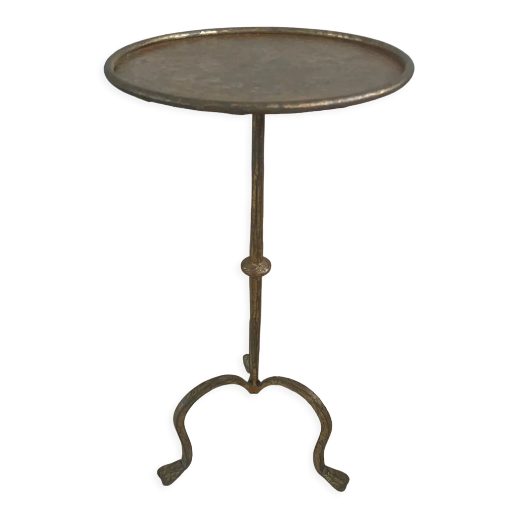 Guéridon métal doré 1950 maison Pouenat. | Selency