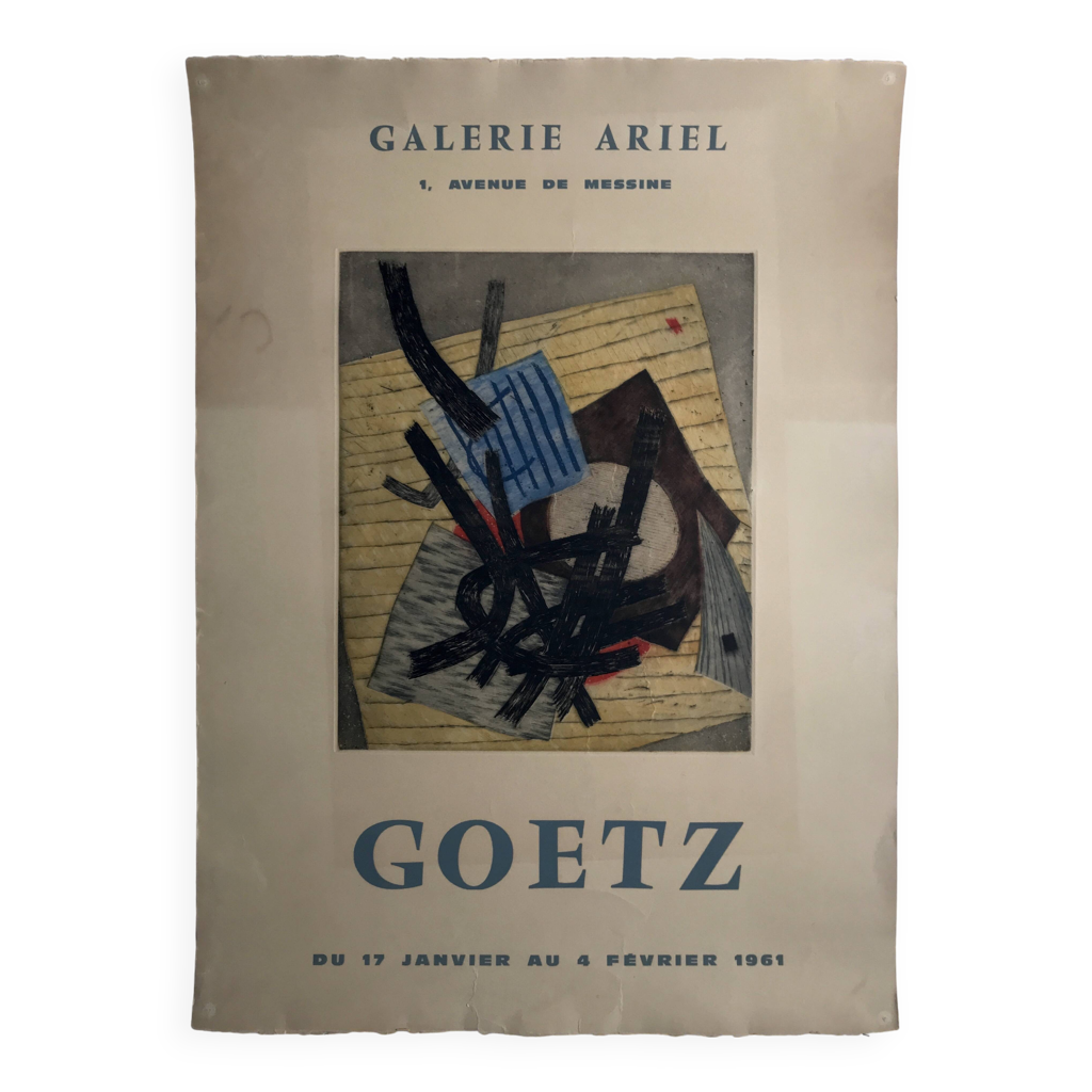 Henri GOETZ, Galerie Ariel, 1961. Gravure originale en couleurs | Selency