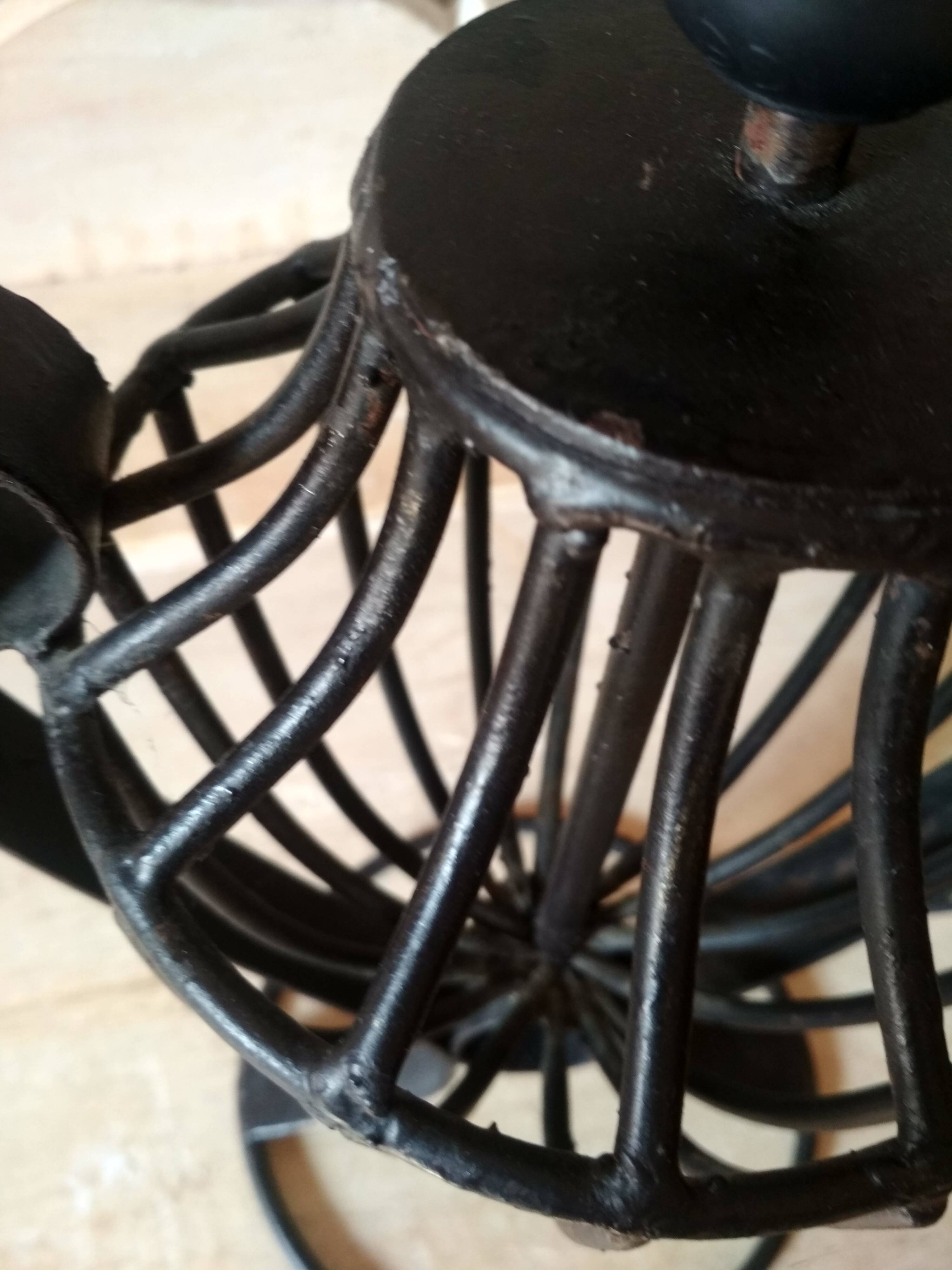 Wrought iron lamp base - black metal urn lamp - cage lamp | Selency