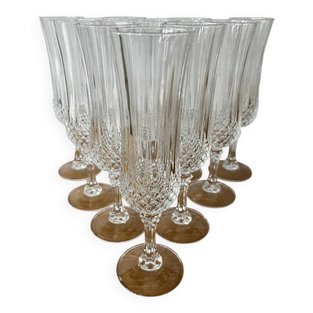 Set de 10 flûtes à champagne cristal « Longchamp » | Selency