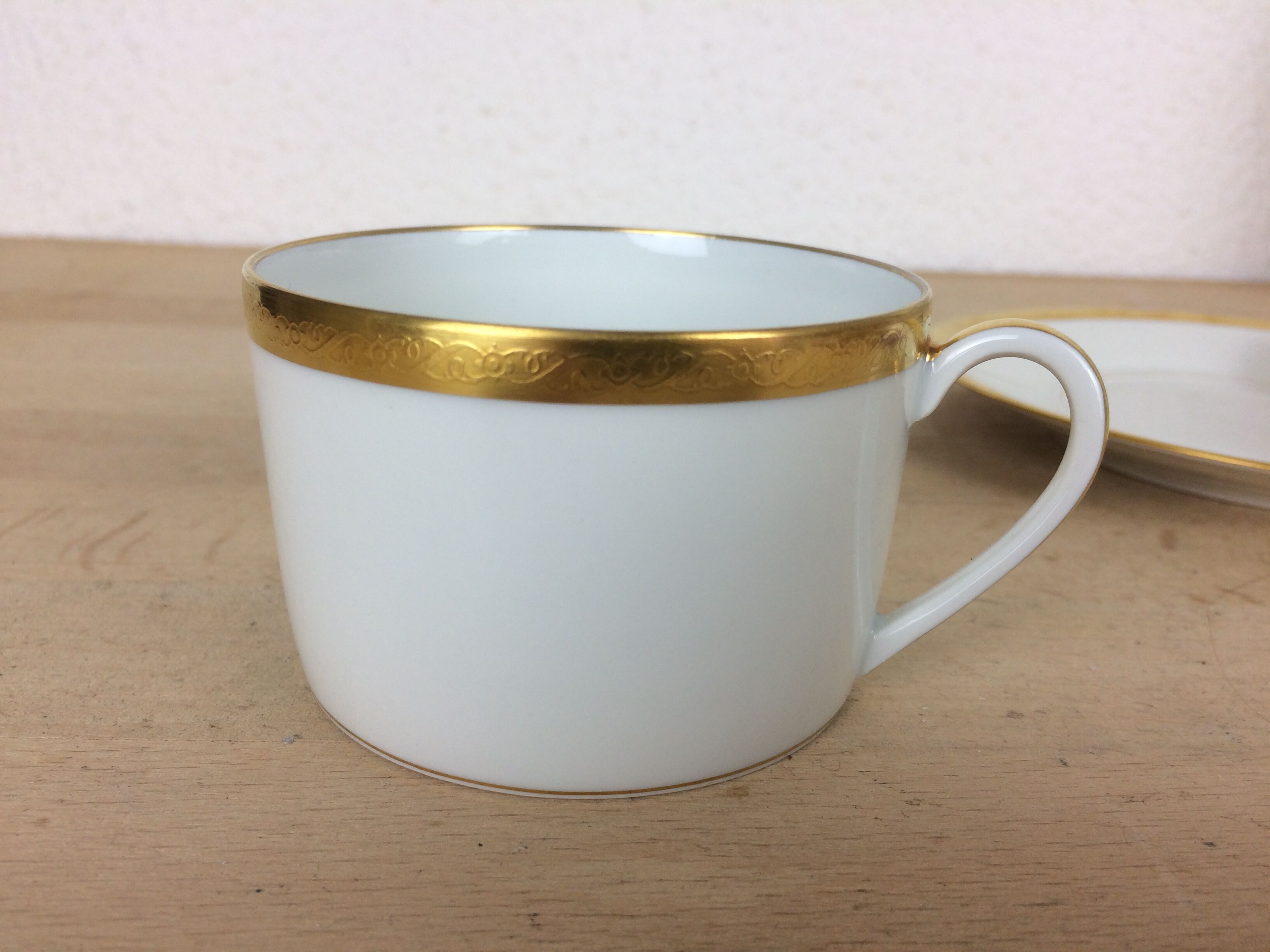 Service à thé porcelaine A. Vignaud Limoges et cuillers moka Christofle ...