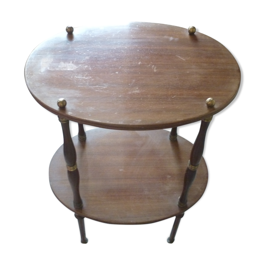 Guéridon table bout de canapé en bois 2 tablettes | Selency