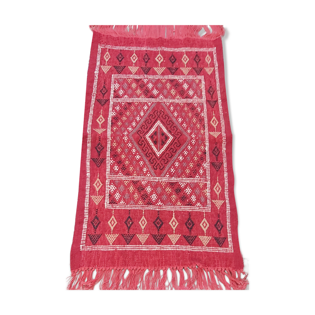 Tapis rouge à motifs berbères 61x100cm | Selency