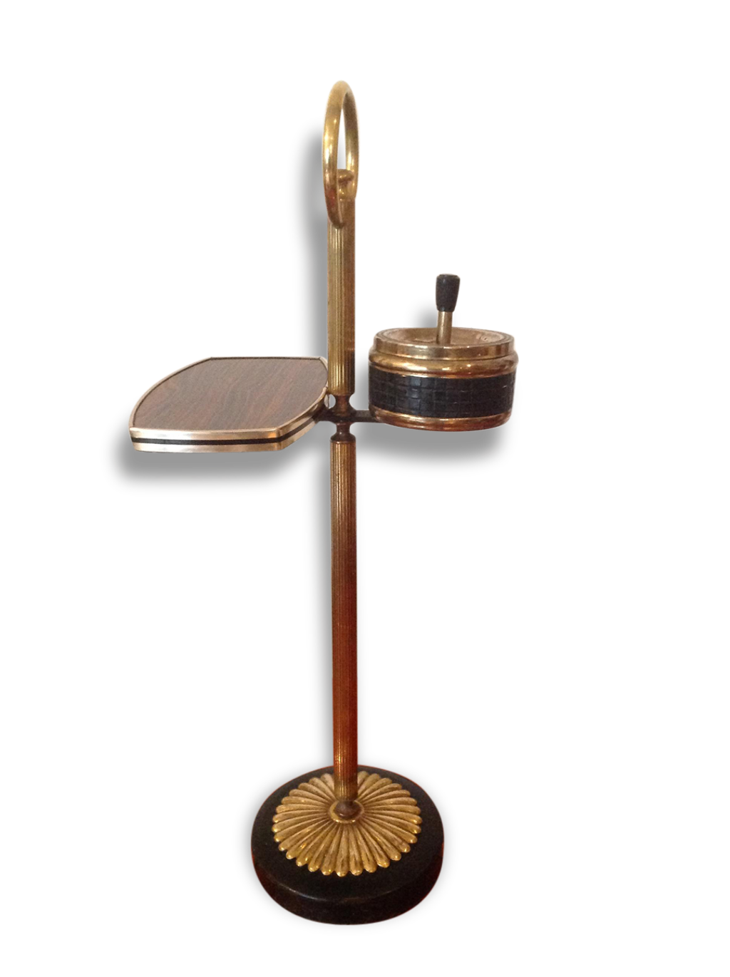 Cendrier sur pied vintage - metal doré - tablette formica 60/70 | Selency