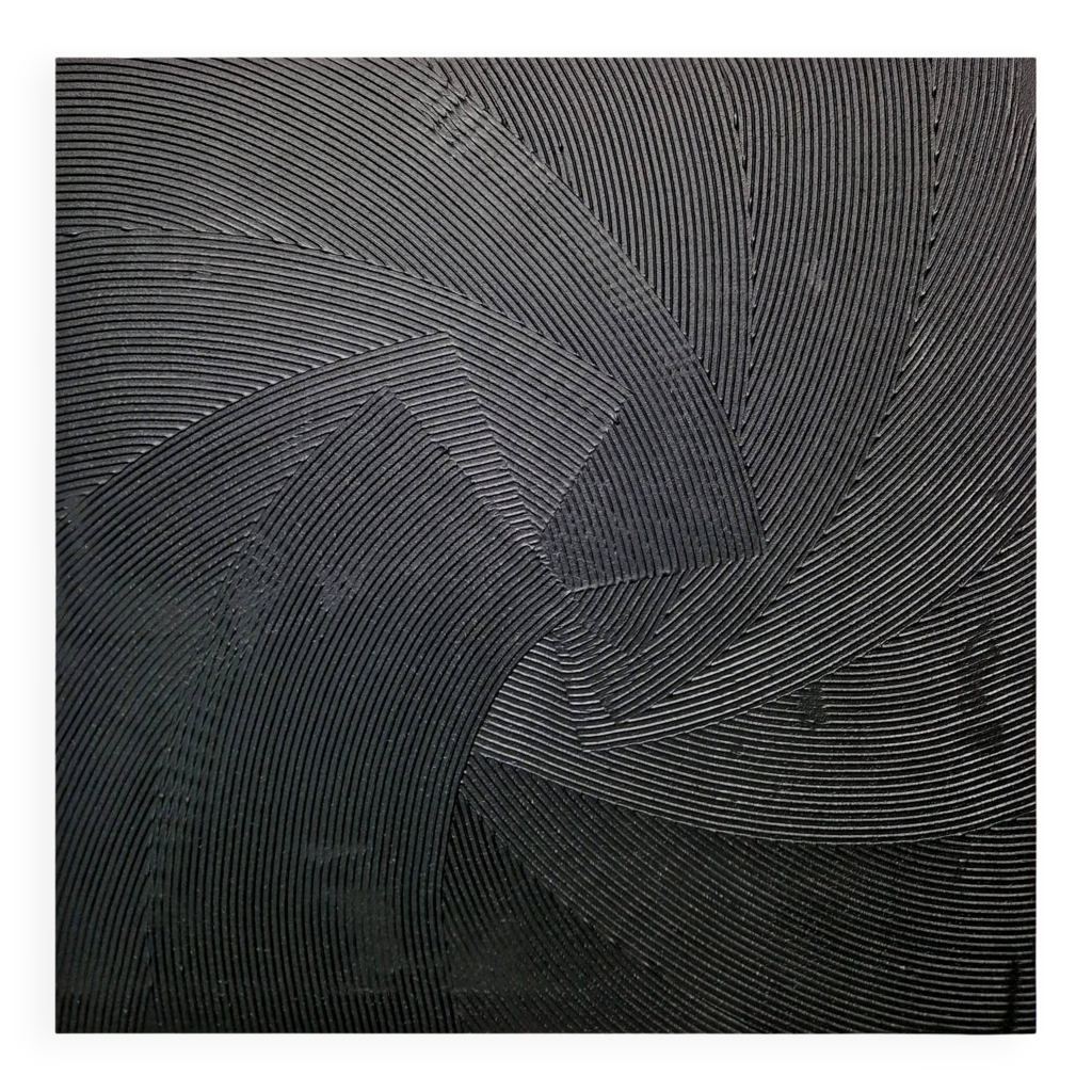 Tableau peinture abstraite monochrome minimaliste noir | Selency