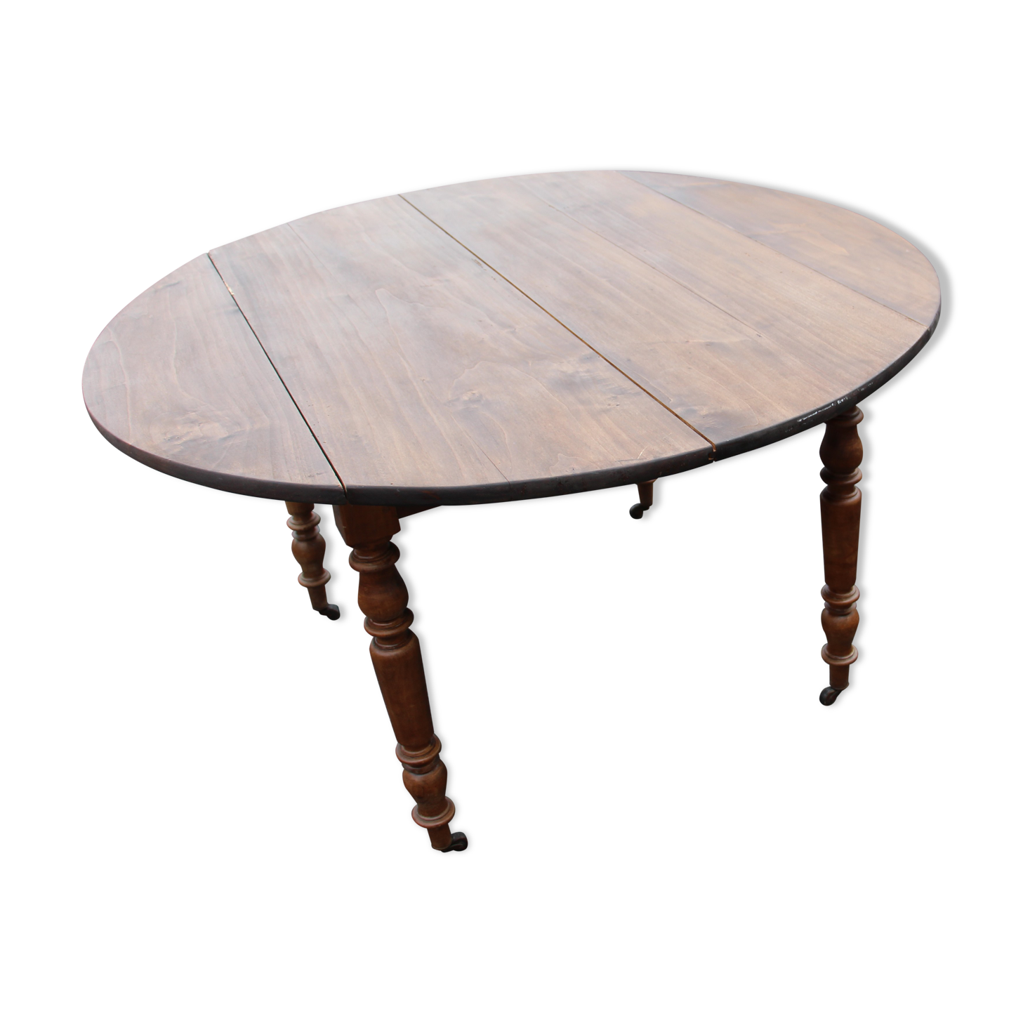 Table ronde ancienne à volets en merisier du XIXème siècle, style Louis Philippe | Selency