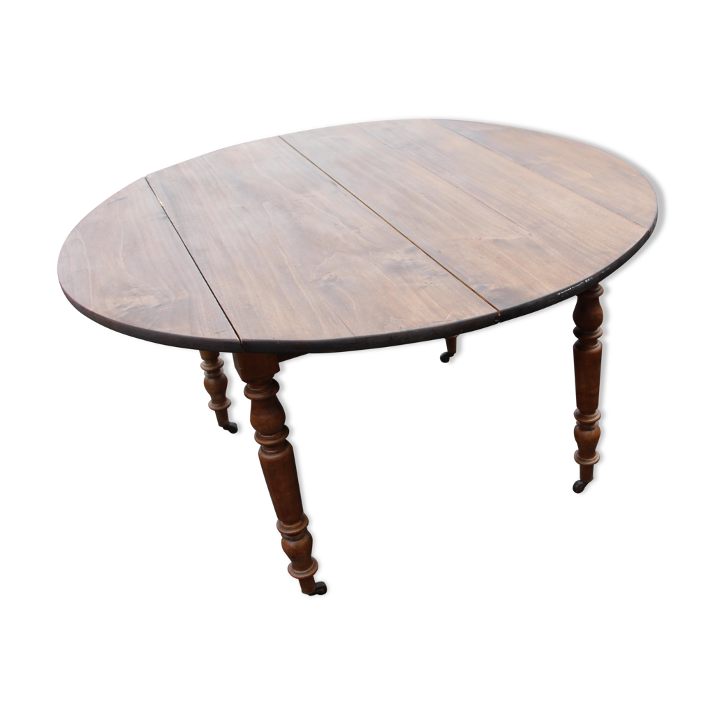Table ronde ancienne à volets en merisier du XIXème siècle, style Louis ...