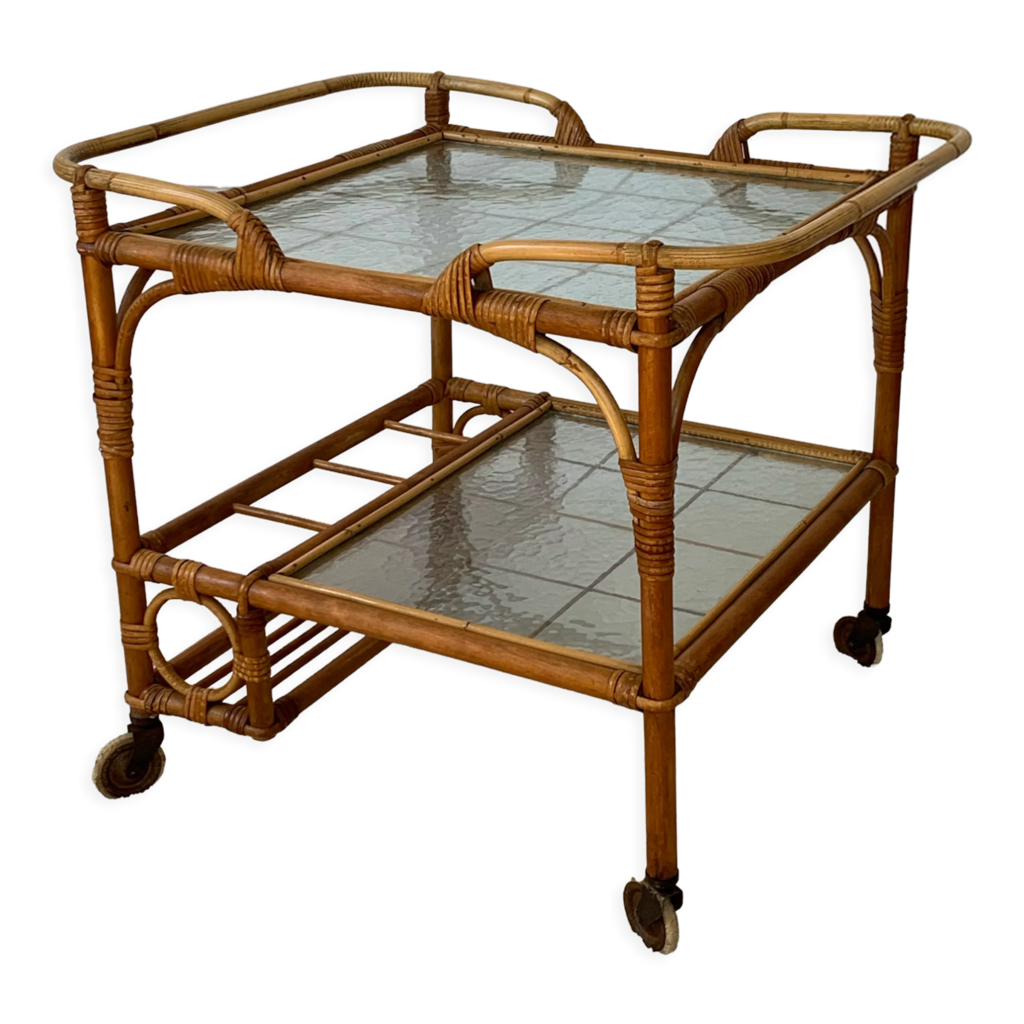 Table roulante en rotin | Selency