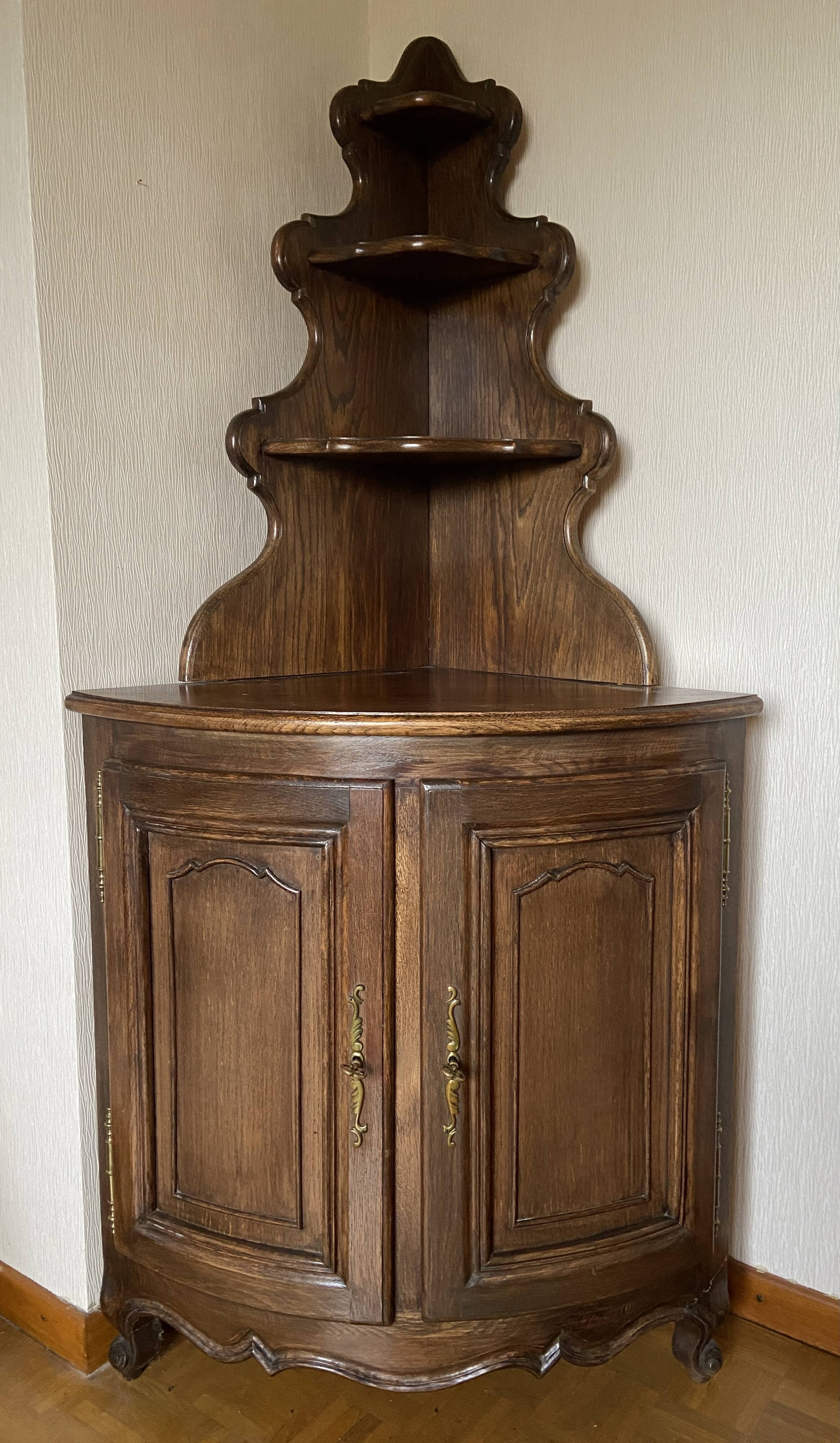 Encoignure néo louis xv chêne meuble de coin french vintage mid century ...