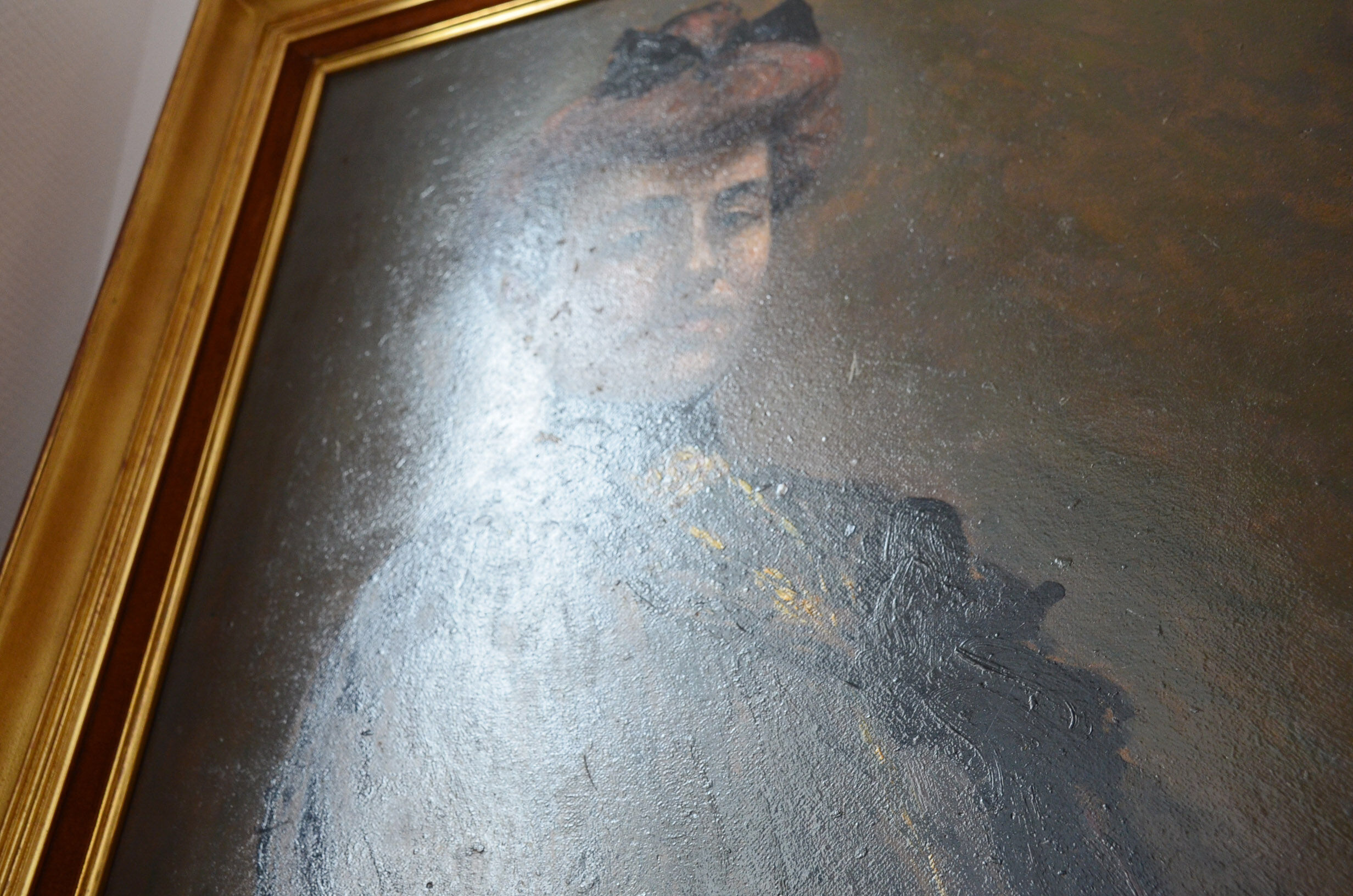 Portrait à l'huile d'une femme signé Joseph-Victor Roux-Champion 1905 ...