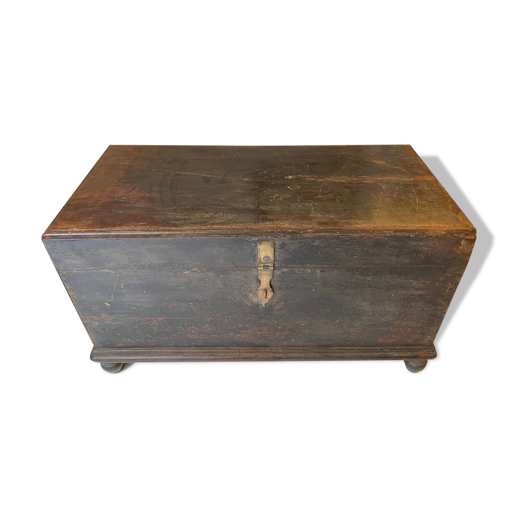 Coffre indien traditionnel du Rajasthan fin XIXeme en teck | Selency