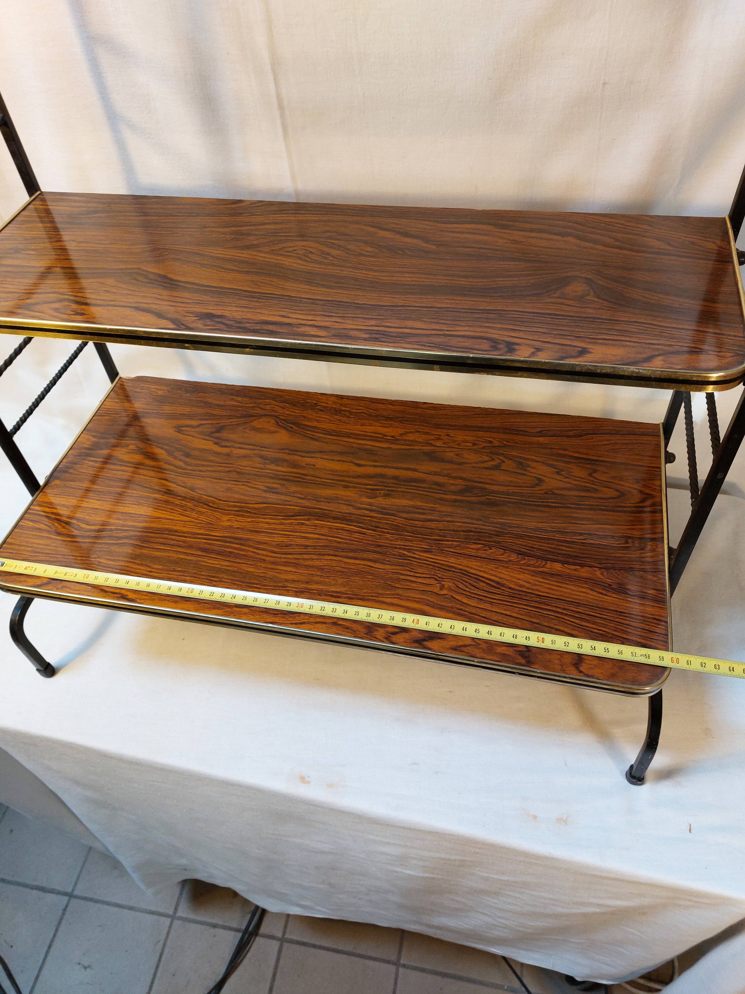 Etagère sur pieds / de sol en fer forgé et Formica - Vintage 1960 | Selency