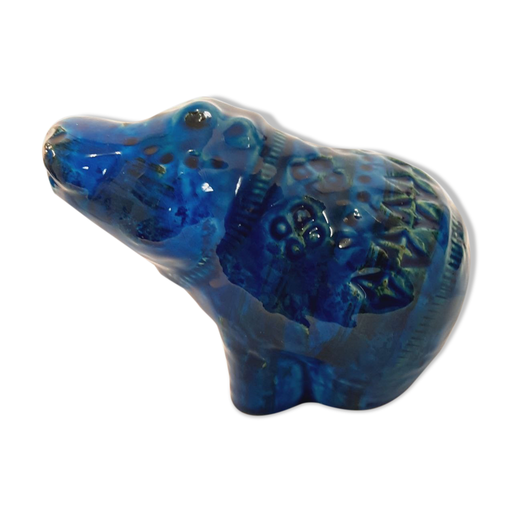 Hippopotame vintage, design Aldo Londi pour Bitossi, série bleue Rimini ...