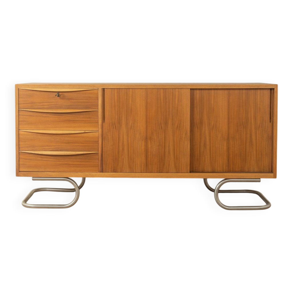 Buffet des années 1950, partiellement massif, placage noyer | Selency