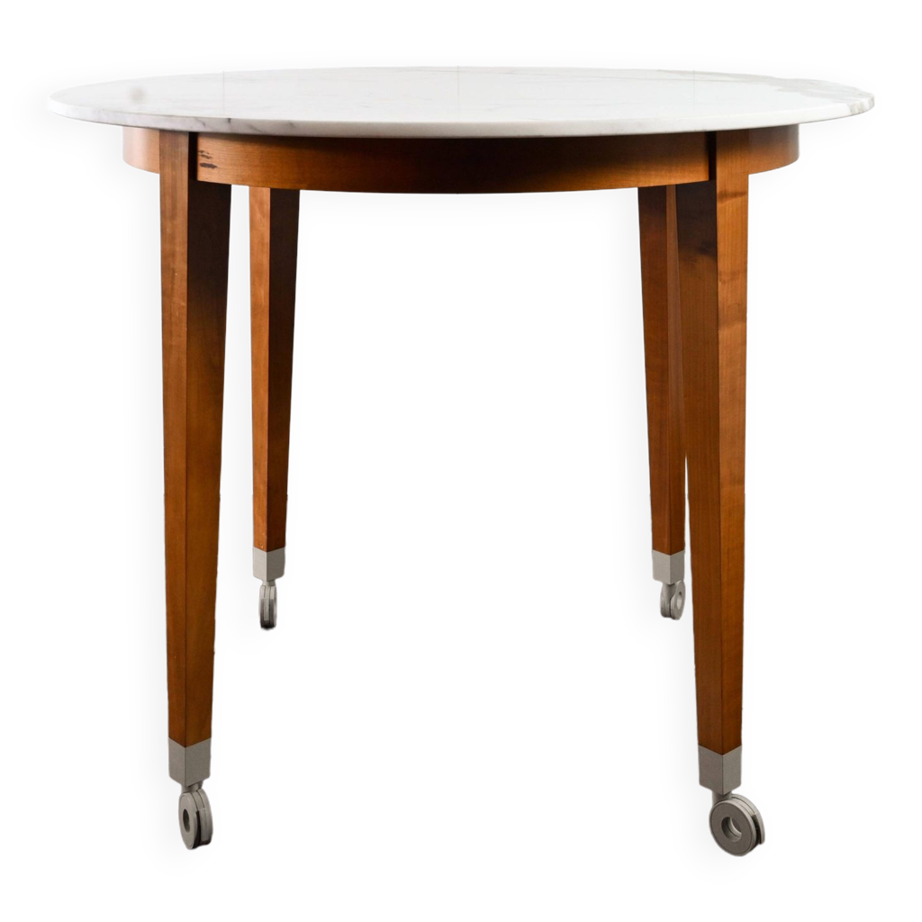 Neon High Table in mahogany lacquered cherrywood and Carrara marble ...