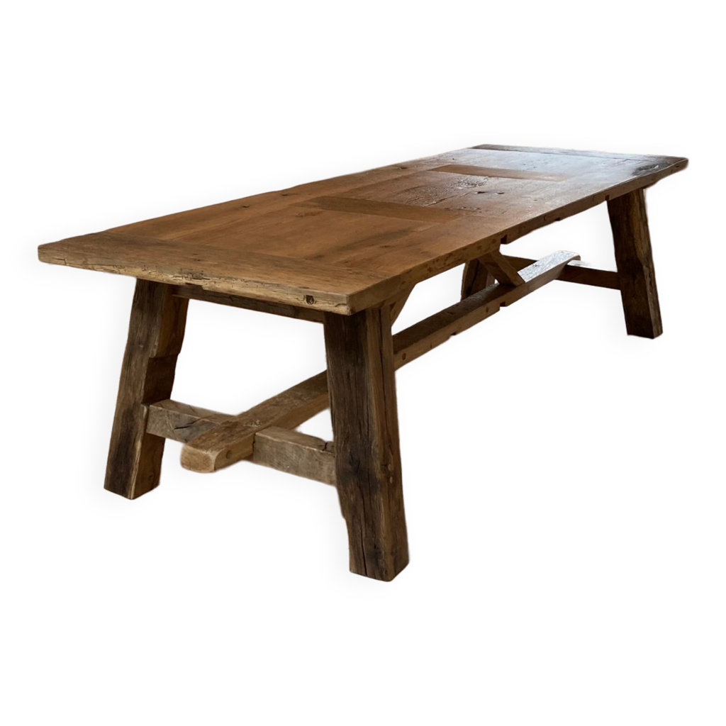 Table Chene Massif Rustique Ancienne