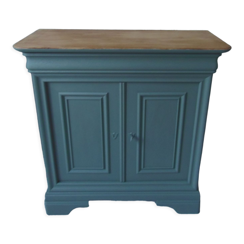 Meuble style Louis Philippe patiné vert fumé, plateau bois finition ...