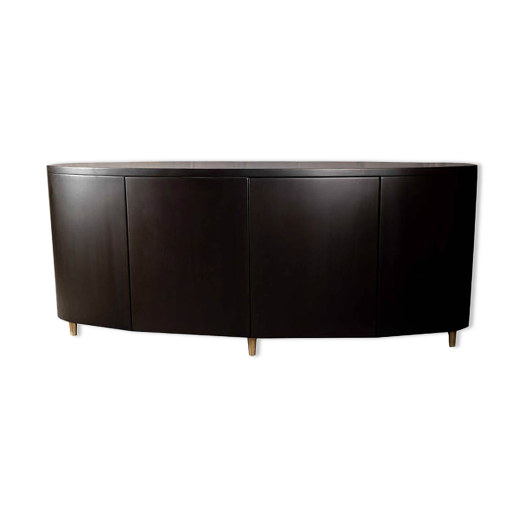 Buffet ovale Nathan brun foncé avec incrustation en laiton | Selency