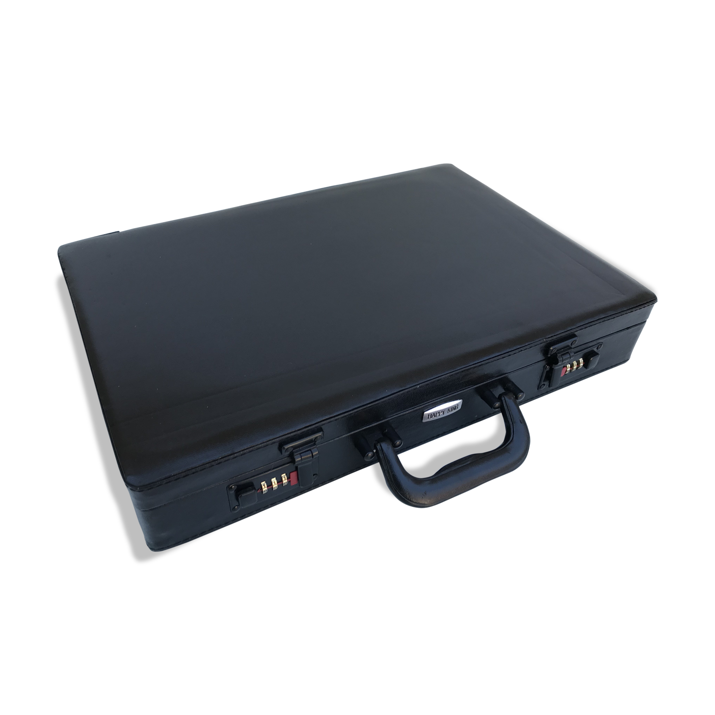 Malette malle de voyage happy king cuir noir à code vintage | Selency