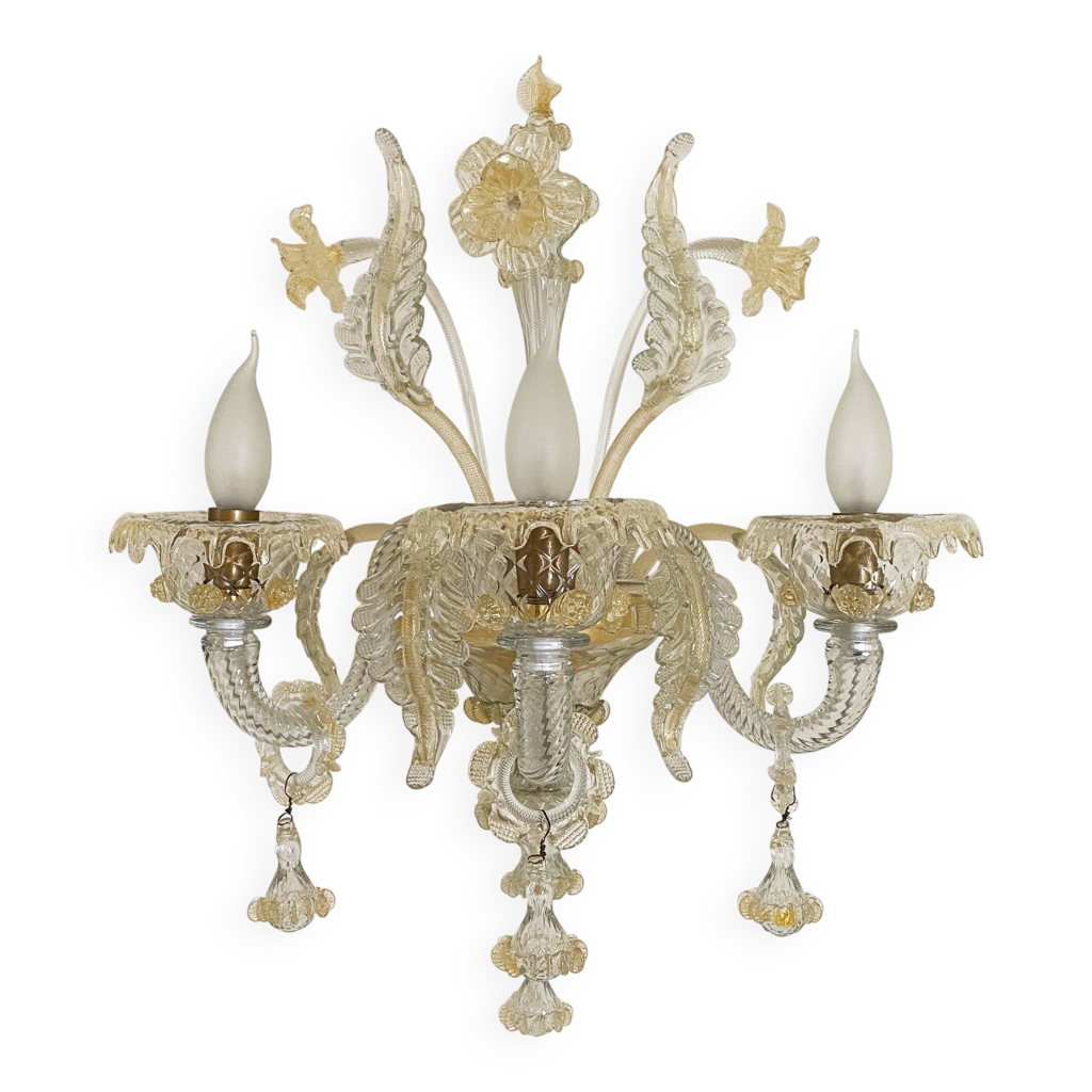 Lustre mural vénitien en verre de Murano doré | Selency